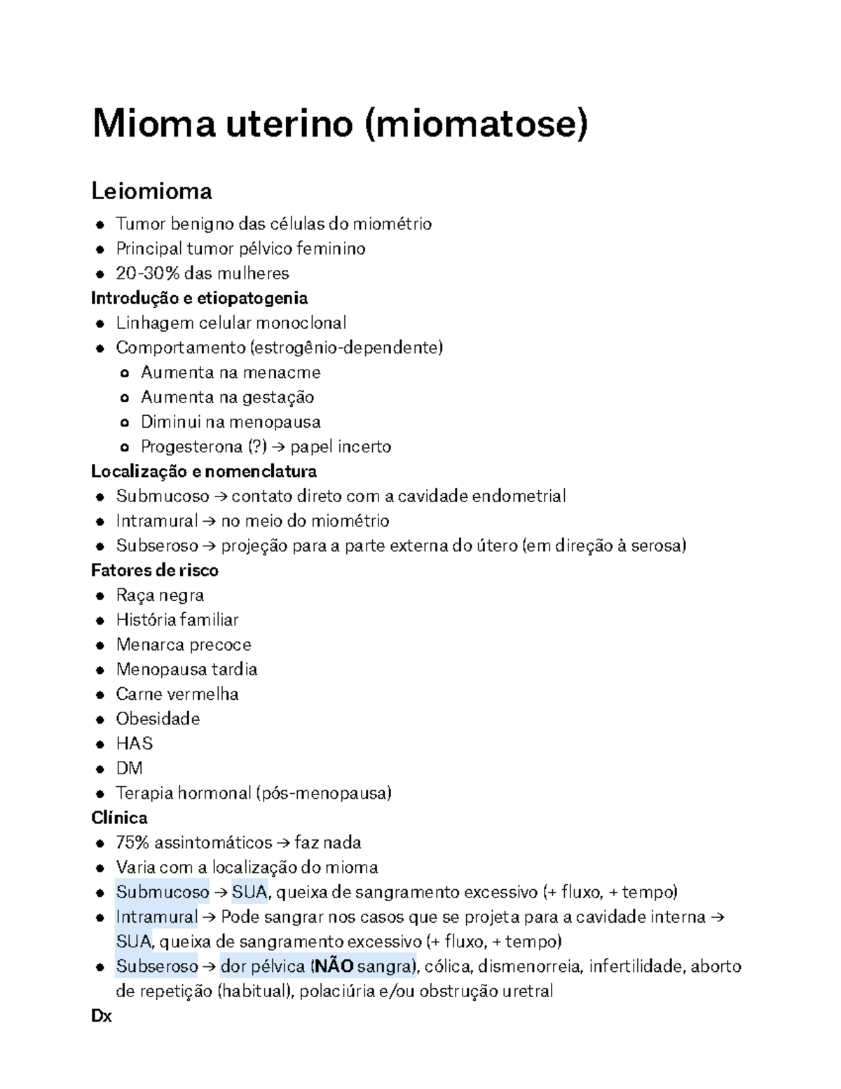 Mioma uterino (miomatose) - Mioma uterino (miomatose) Leiomioma Tumor ...