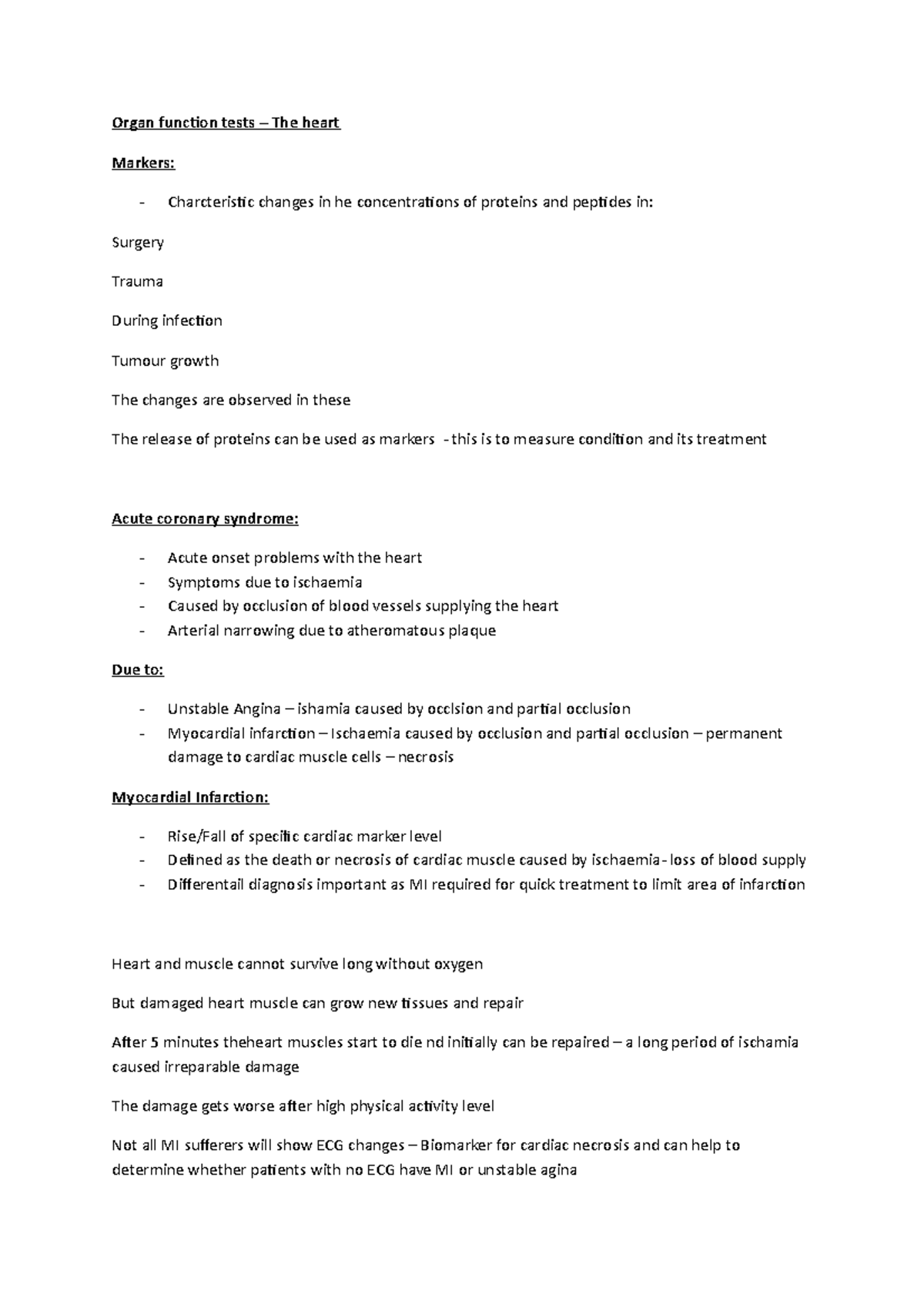 Heart function tests 1 - Organ function tests – The heart Markers ...