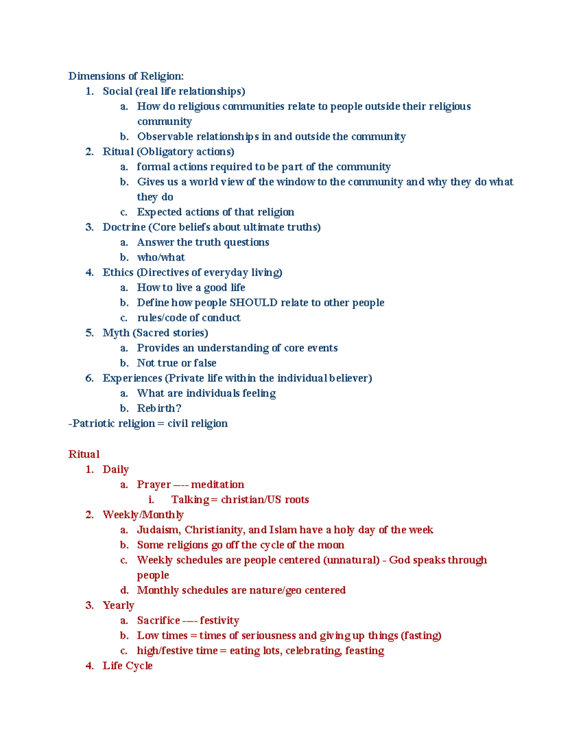 RS 101 - Dimensions of Religion - Dimensions of Religion: 1. Social ...