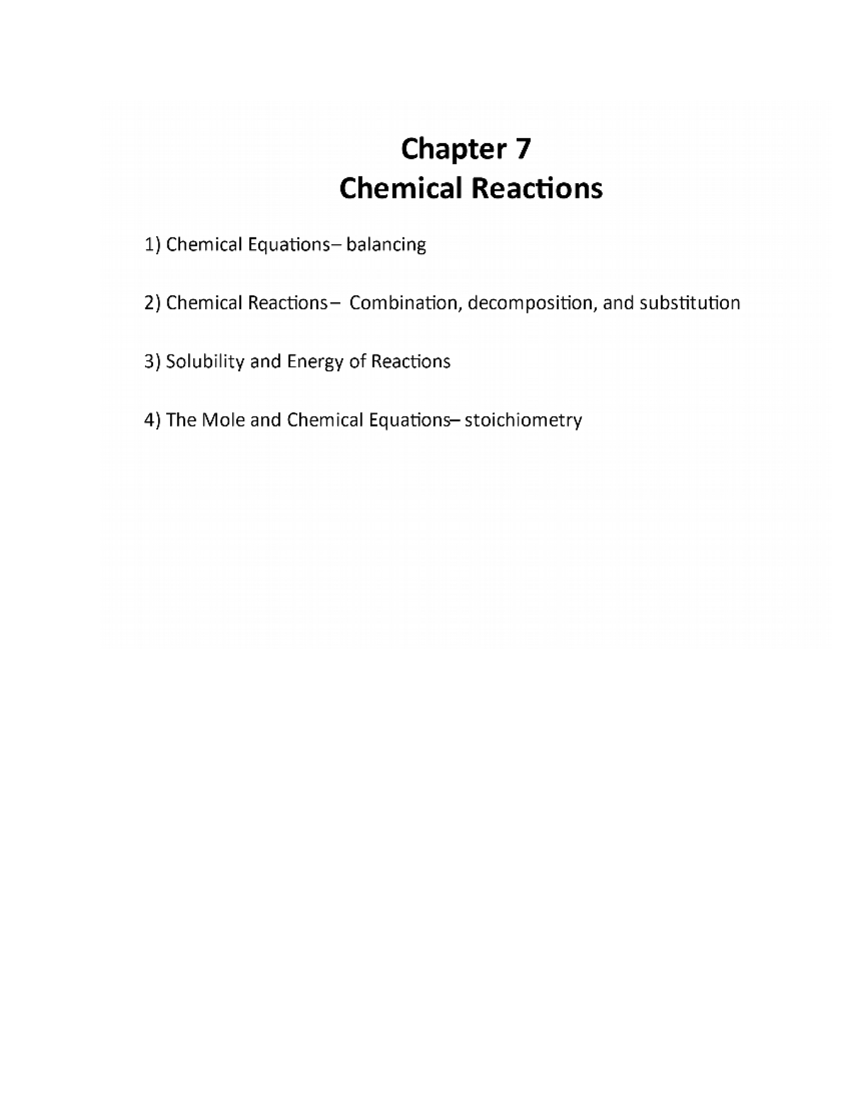Ch.7 chemical reactions - CHM 1020C - Studocu