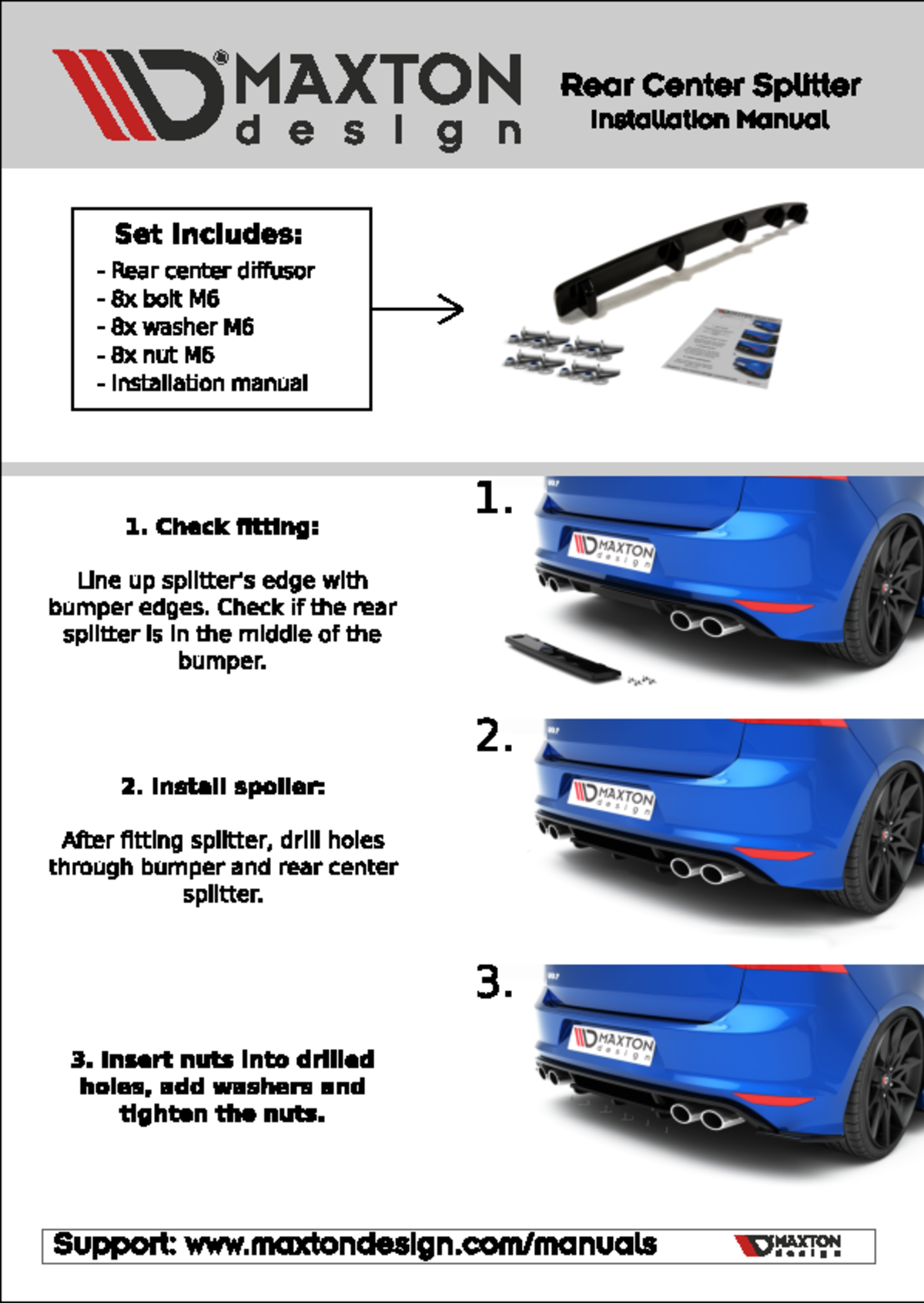 Rear Center Splitter Manual a5 - R IID MAXTON Rear Center Splitter design Installation Manual ...