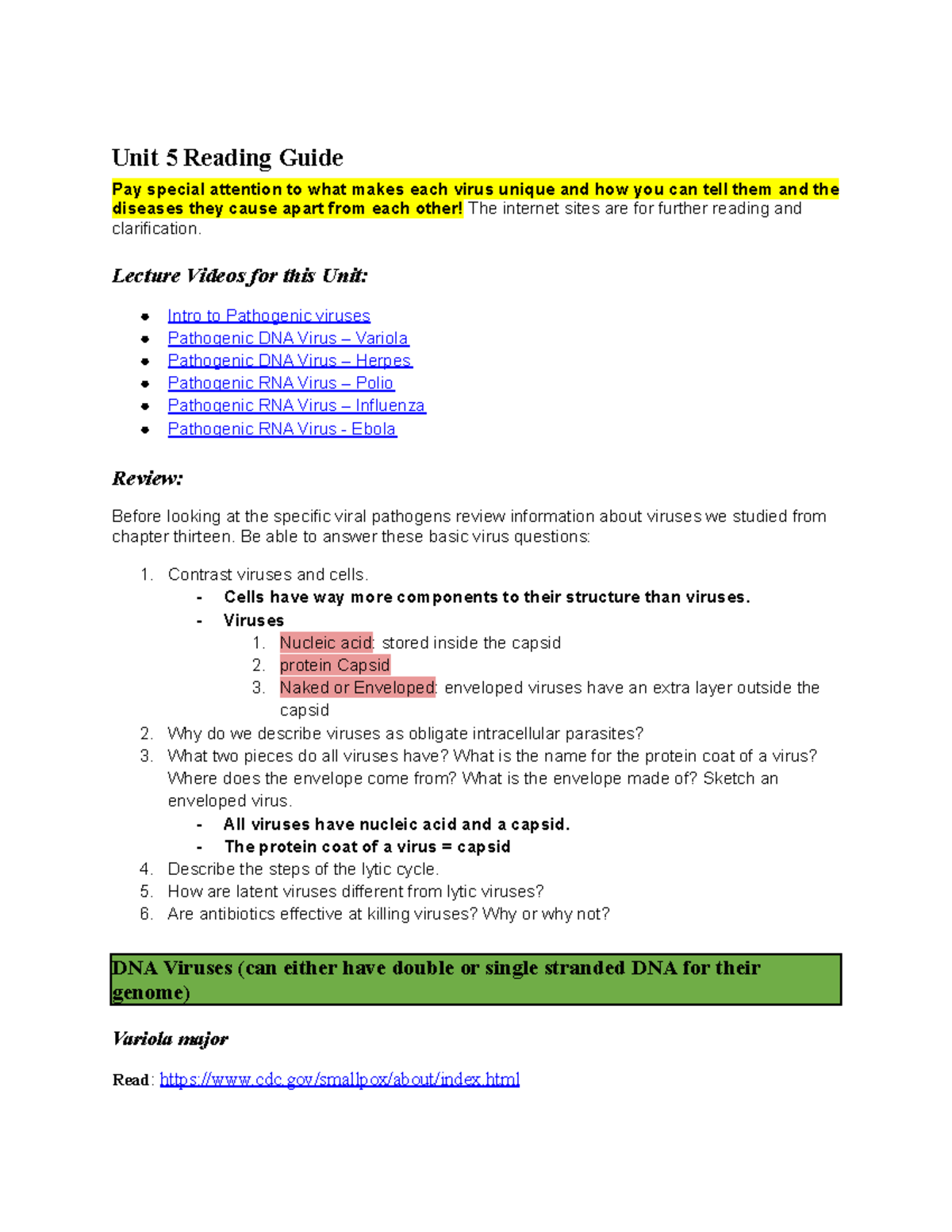 Unit 5 Reading Guide - Unit 5 Reading Guide Pay special attention to ...