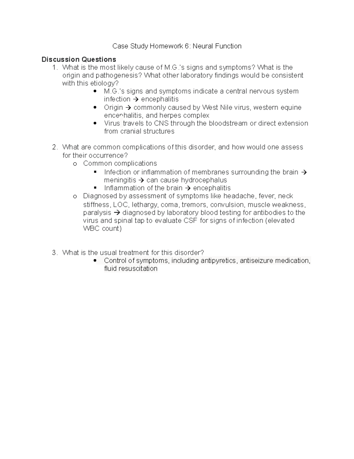 Case Study 6 Neural Function - Case Study Homework 6: Neural Function ...