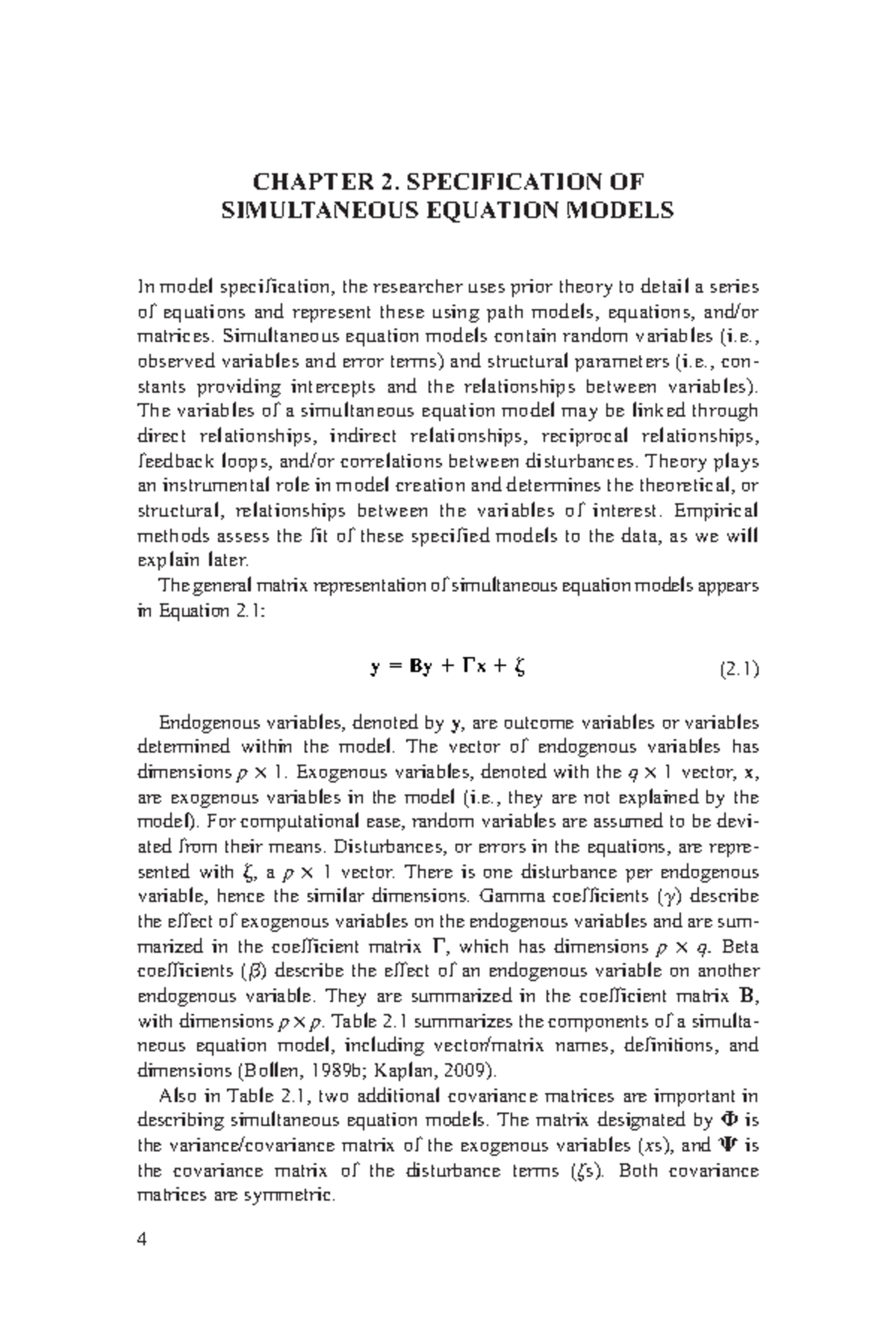 39916 Chapter 2 - good job - 4 CHAPTER 2. SPECIFICATION OF SIMULTANEOUS EQUATION MODELS In model ...