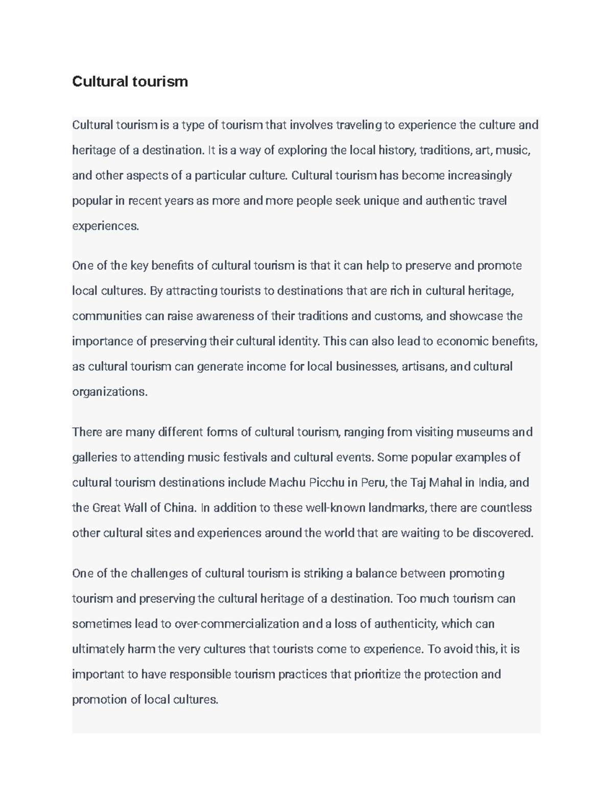 Cultural tourism - Cultural tourism Cultural tourism is a type of ...