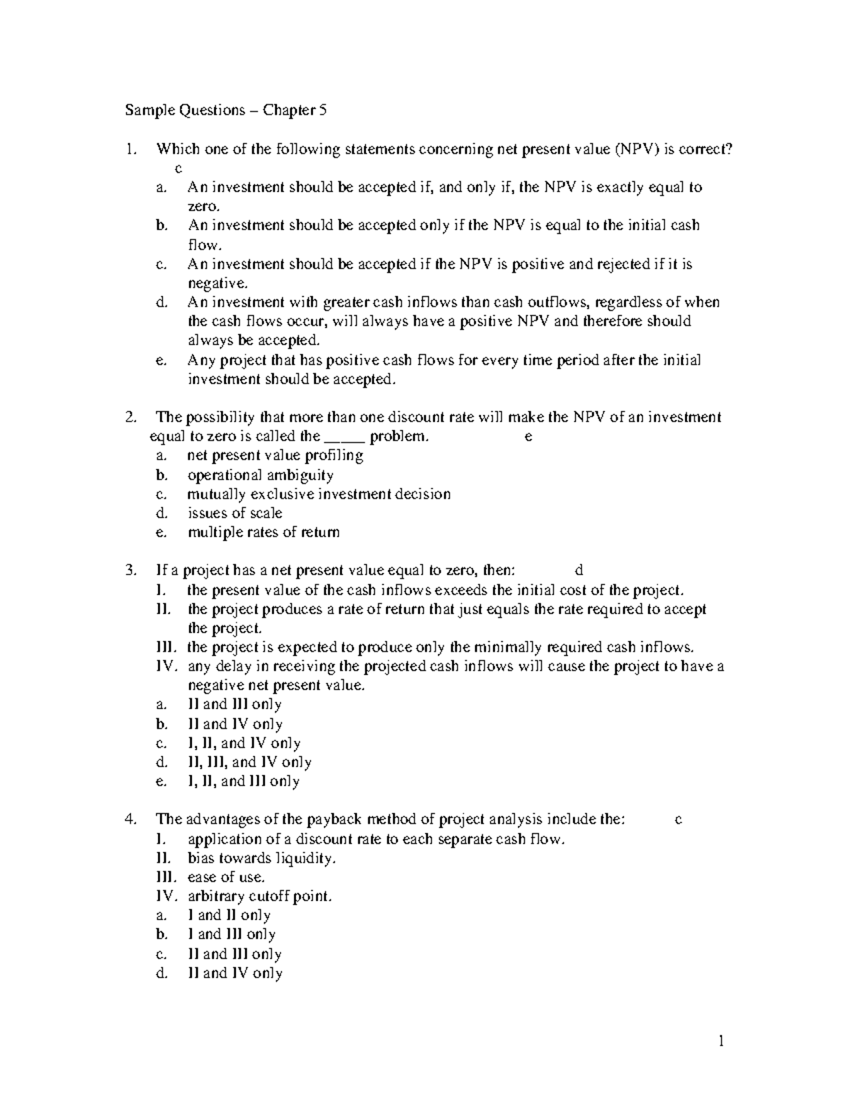Sample Questions-chapter 5-1 - Sample Questions – Chapter 5 Which one ...