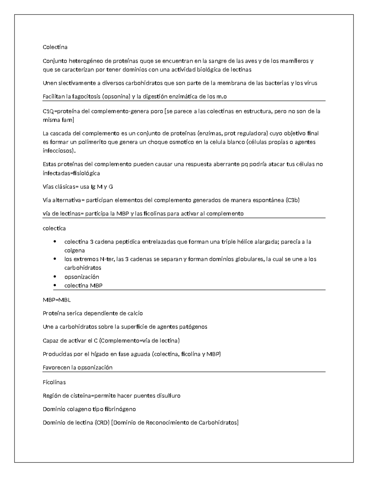 Inmunología unidad II clase 3 - Colectina Conjunto heterogéneo de ...