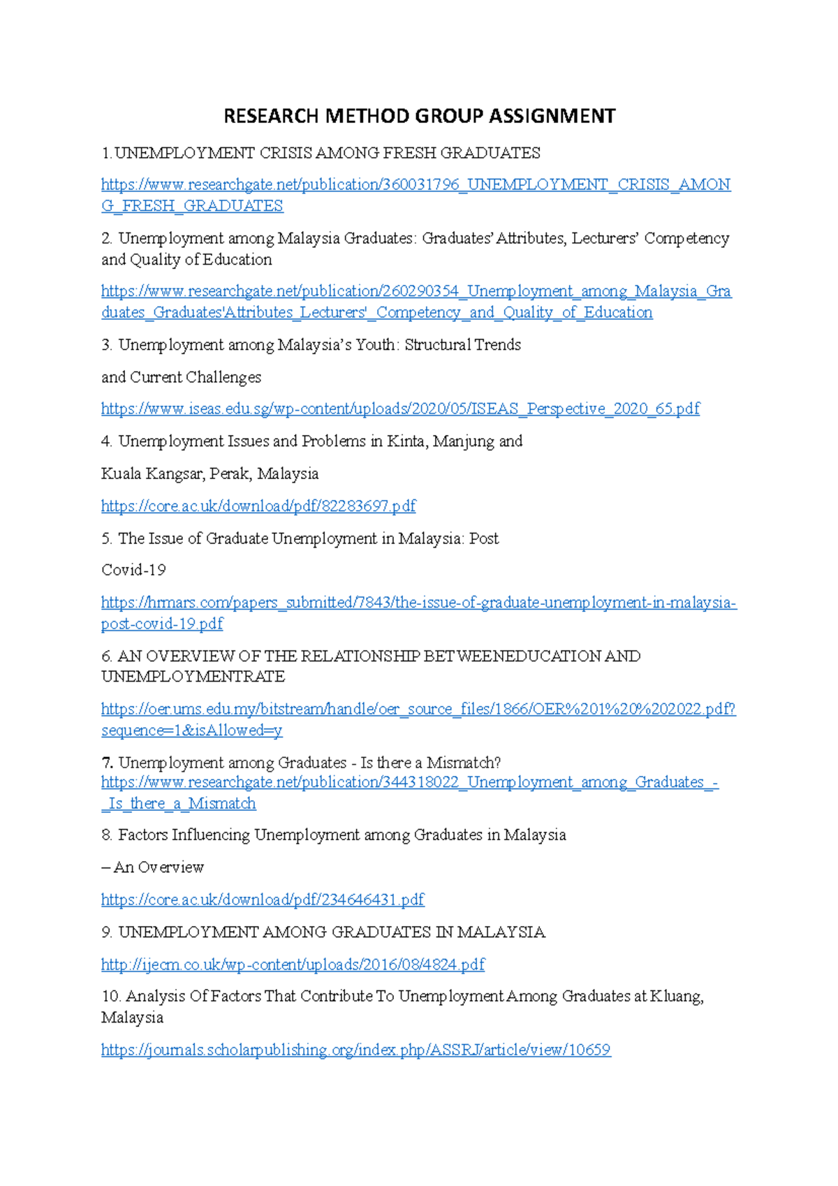 Research Method Group Assignment - RESEARCH METHOD GROUP ASSIGNMENT 1 ...