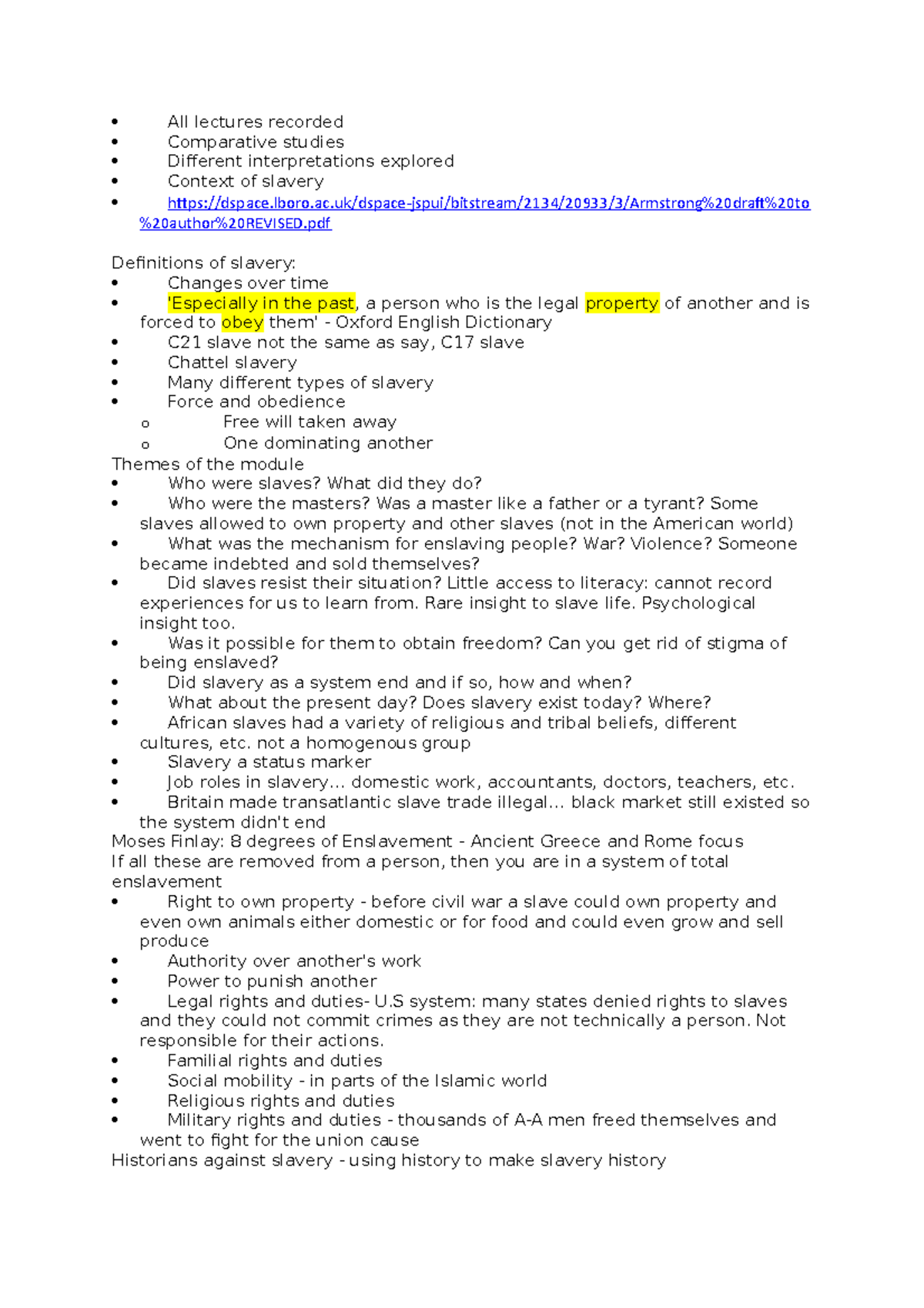Slavery in global history l1 - All lectures recorded Comparative ...