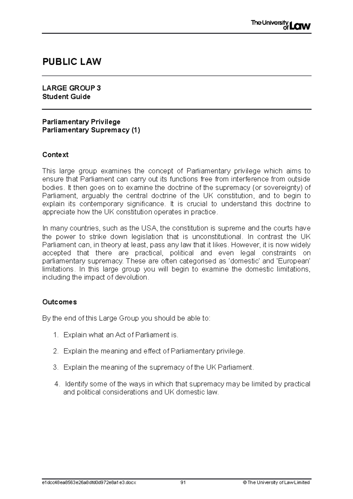 Public Law 3- Student Guide - PUBLIC LAW LARGE GROUP 3 Student Guide ...