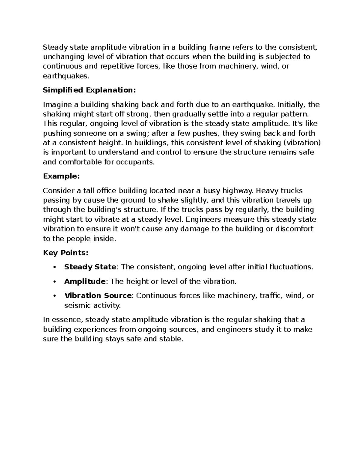 Steady State Amplitude Vibration In Building Frame Simplified Explanation Imagine A Building