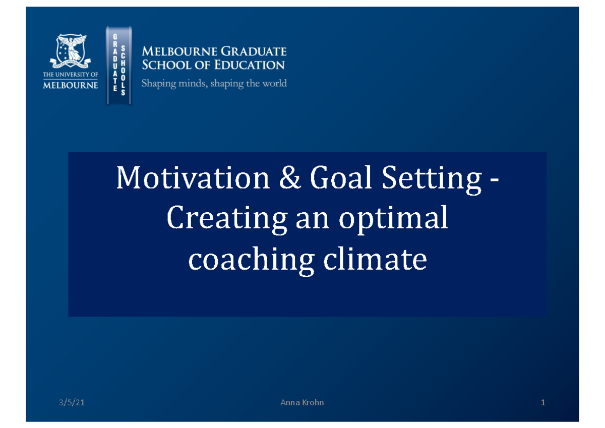 L 10 Motivation & Goal Setting Slides AK - Motivation & Goal Setting ...