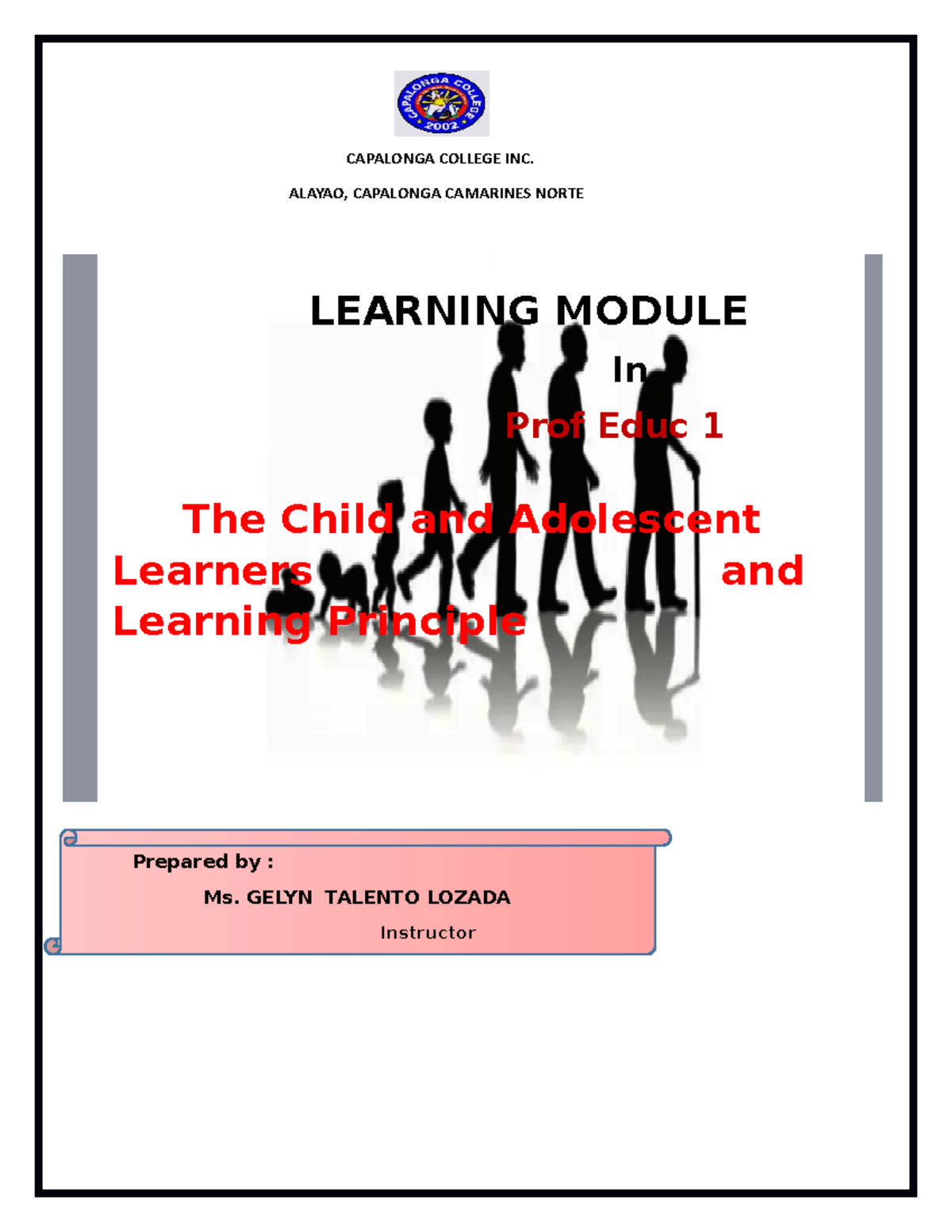 Profed 1 M2-3 - The child and adolescents and Learners and Learning ...
