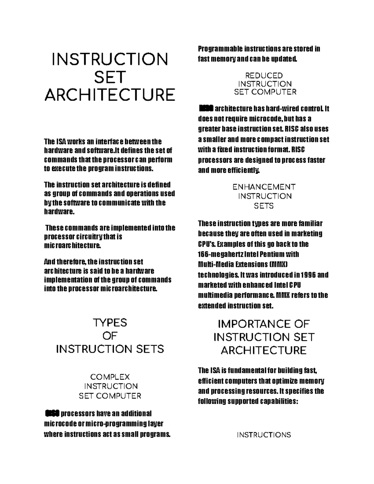 Instruction SET Architecture Final - INSTRUCTION SET ARCHITECTURE The ...