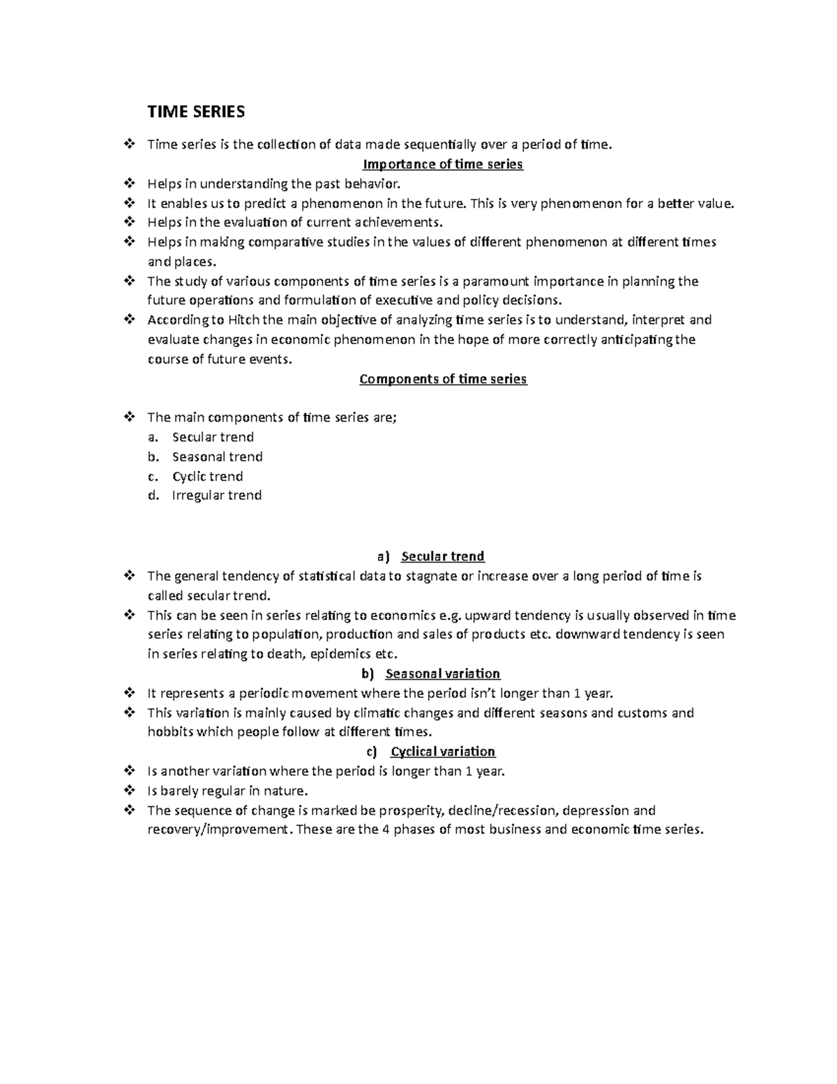 STA 218 INTRODUCTION TO TIME SERIES. - applied statistics with ...