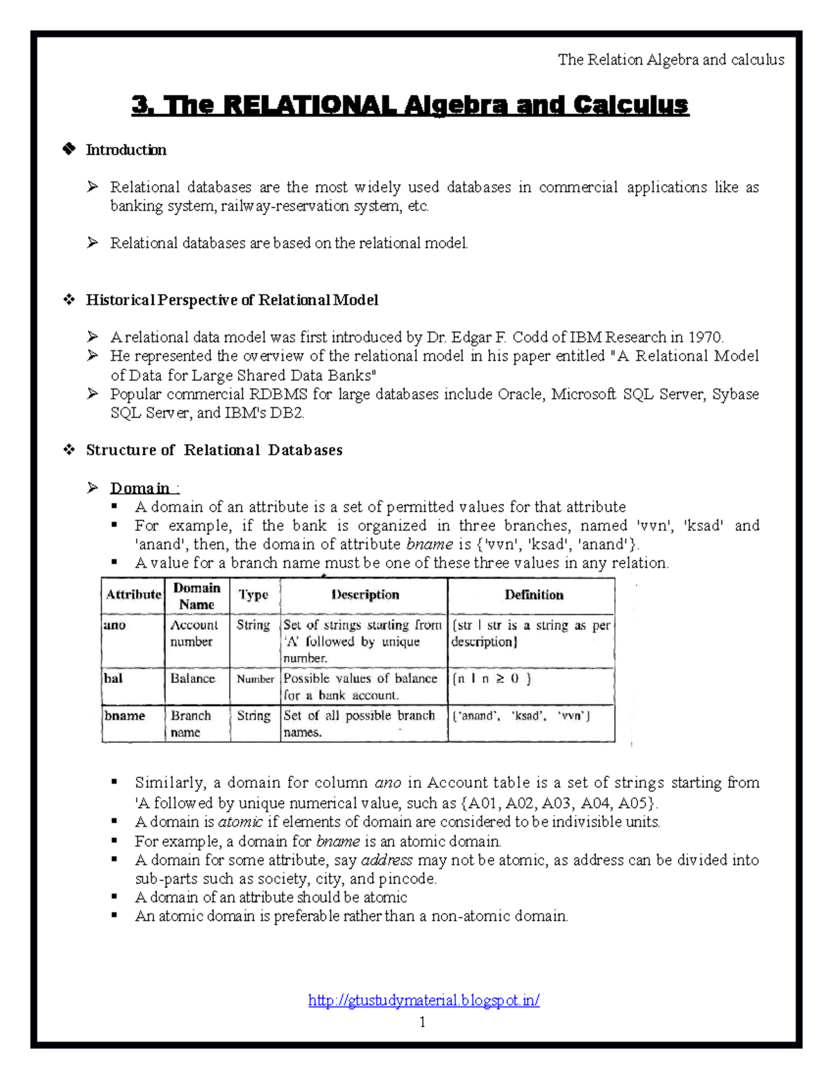 CH-3 dbms - None - 3. The RELATIONAL Algebra and Calculus Introduction ...