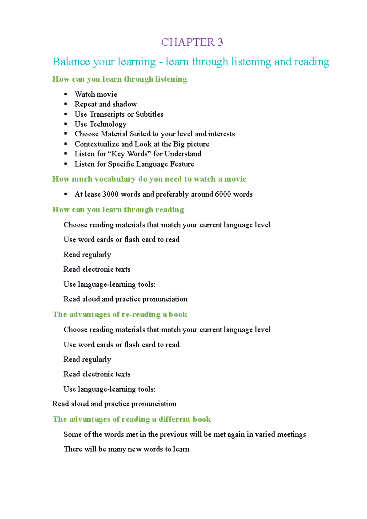 Chapter 3 - dfjdlszskd - CHAPTER 3 Balance your learning - learn ...