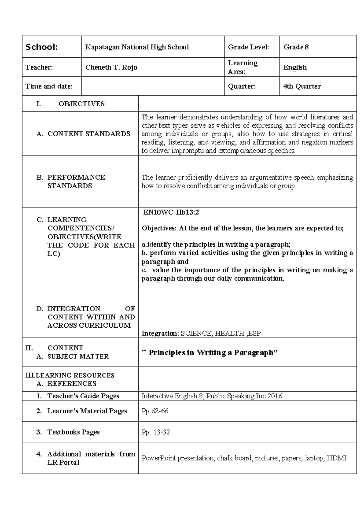 Finaldemonstration 143 - School: Kapatagan National High School Grade ...