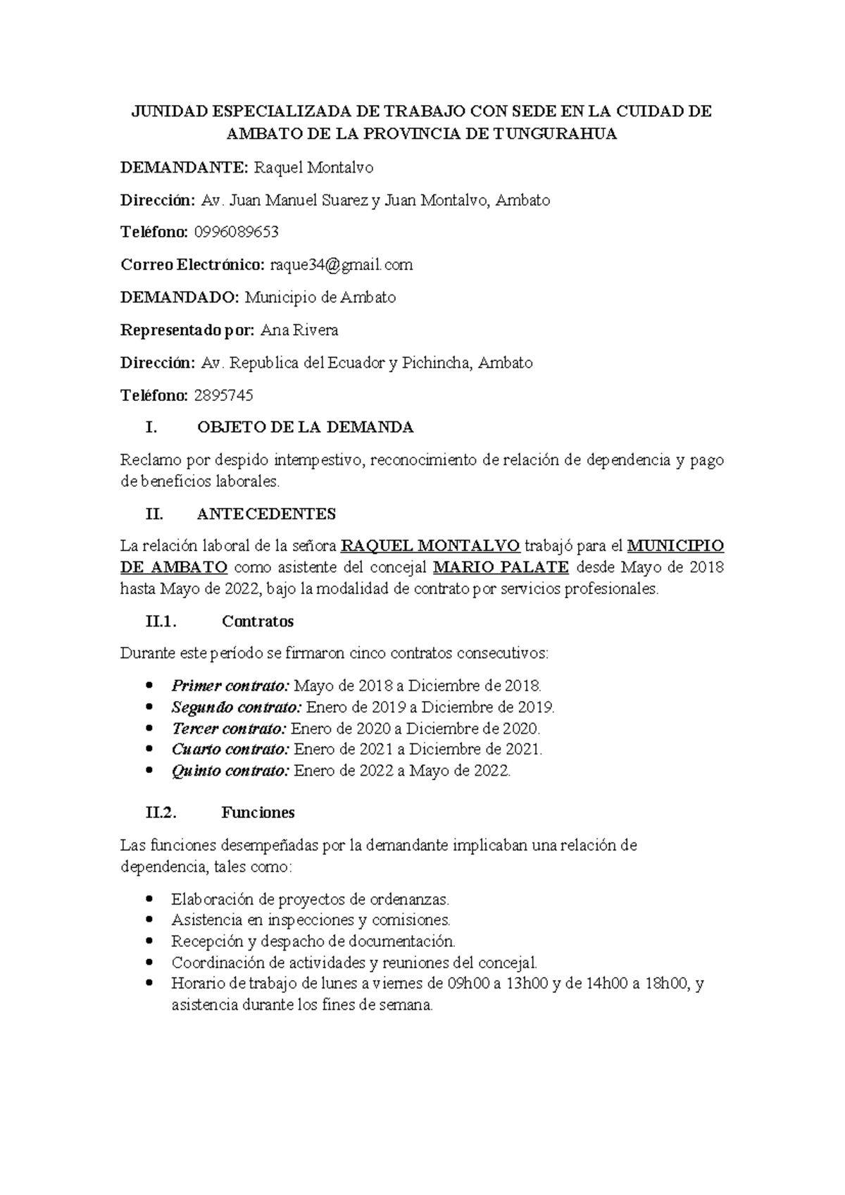 Demanda GAD de Ambato - Bien - JUNIDAD ESPECIALIZADA DE TRABAJO CON ...