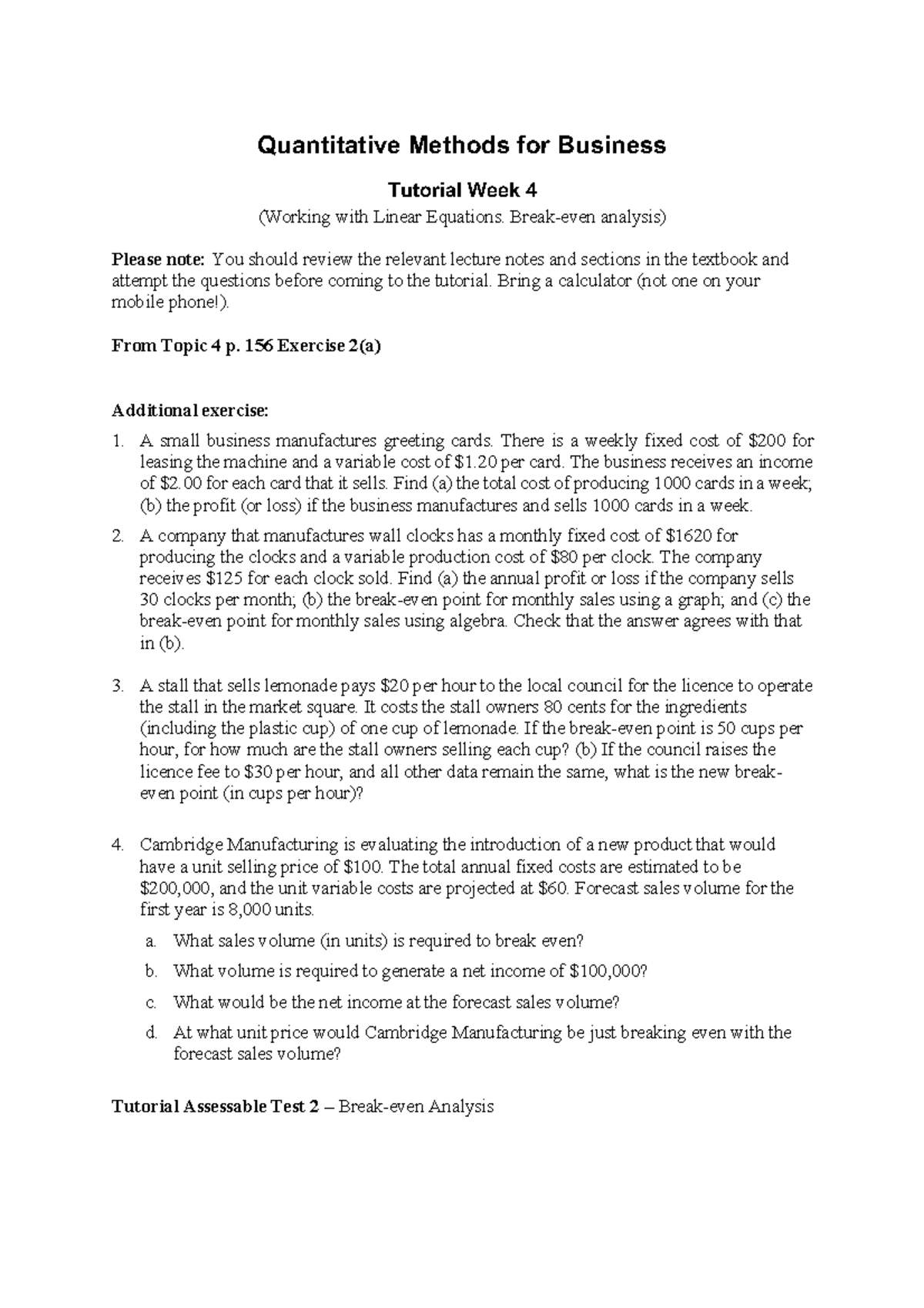 Tutorial Week 4 Web Quantitative Methods For Business Tutorial Week 4