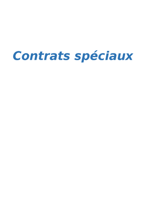 Contrats spéciaux - prise de note - Contrats spéciaux : ventes ...