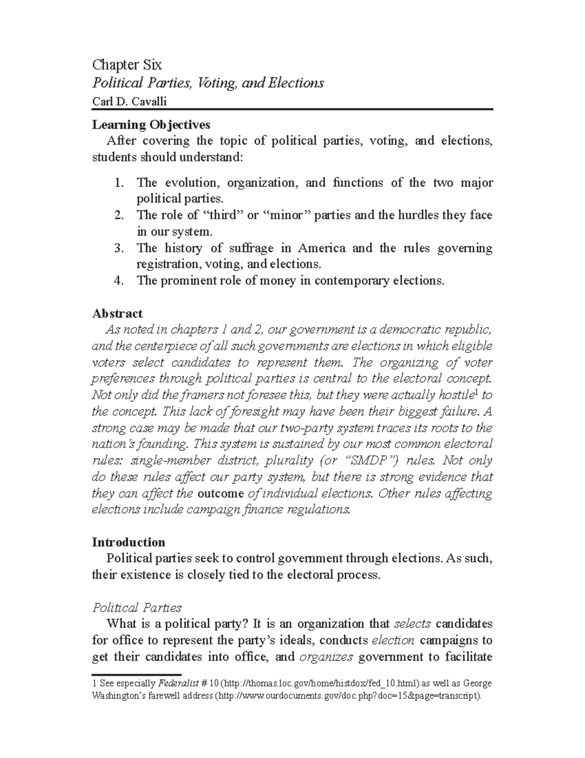 Textbook Chapter 6 - Chapter Six Political Parties, Voting, and ...