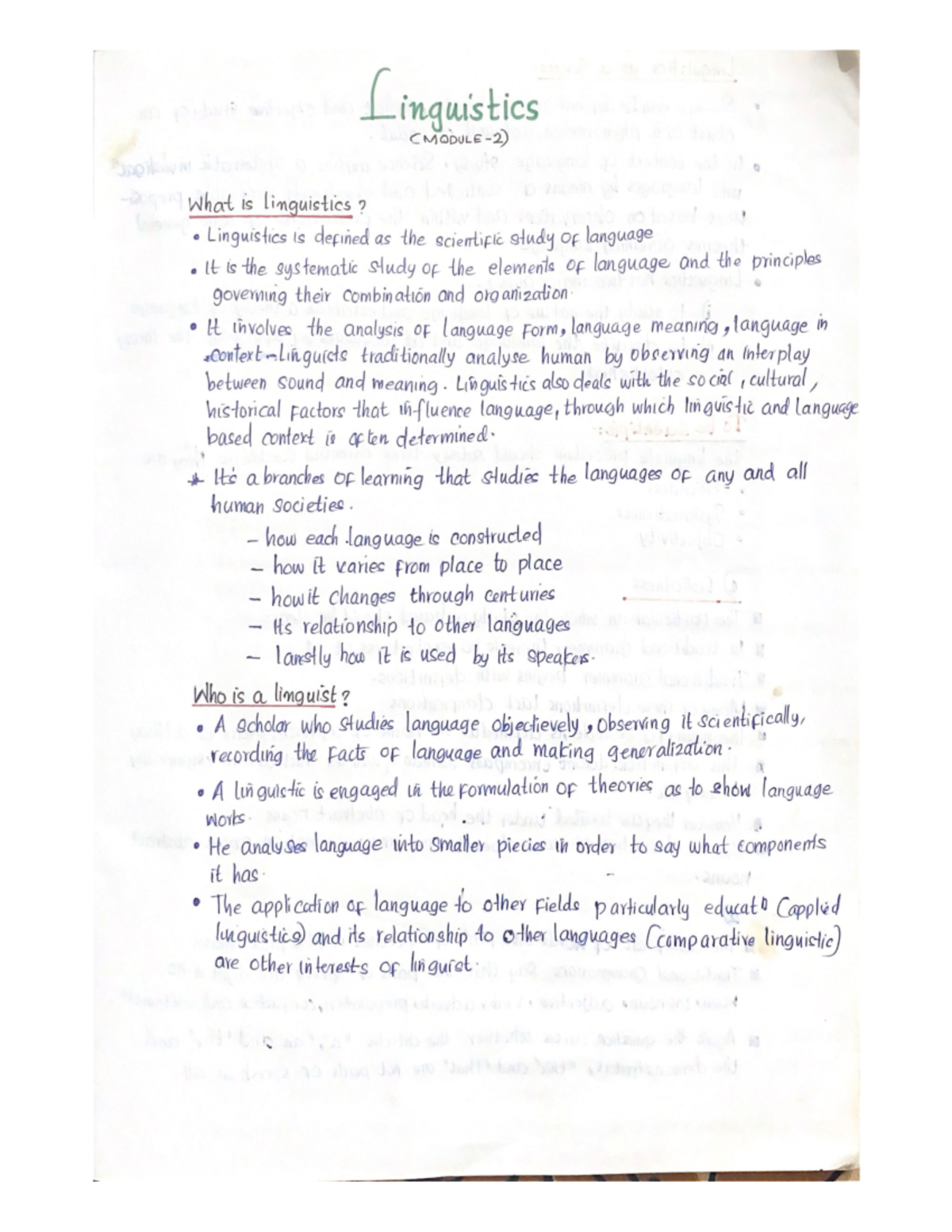 linguistics - scientific study of languages - B. A English language and ...