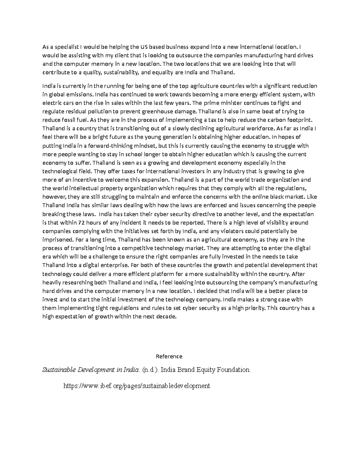 QSO 321 module 5 - coursework - As a specialist I would be helping the ...