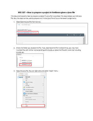 MIS 307 - how to prepare a project in Eclipse if a java file is ...