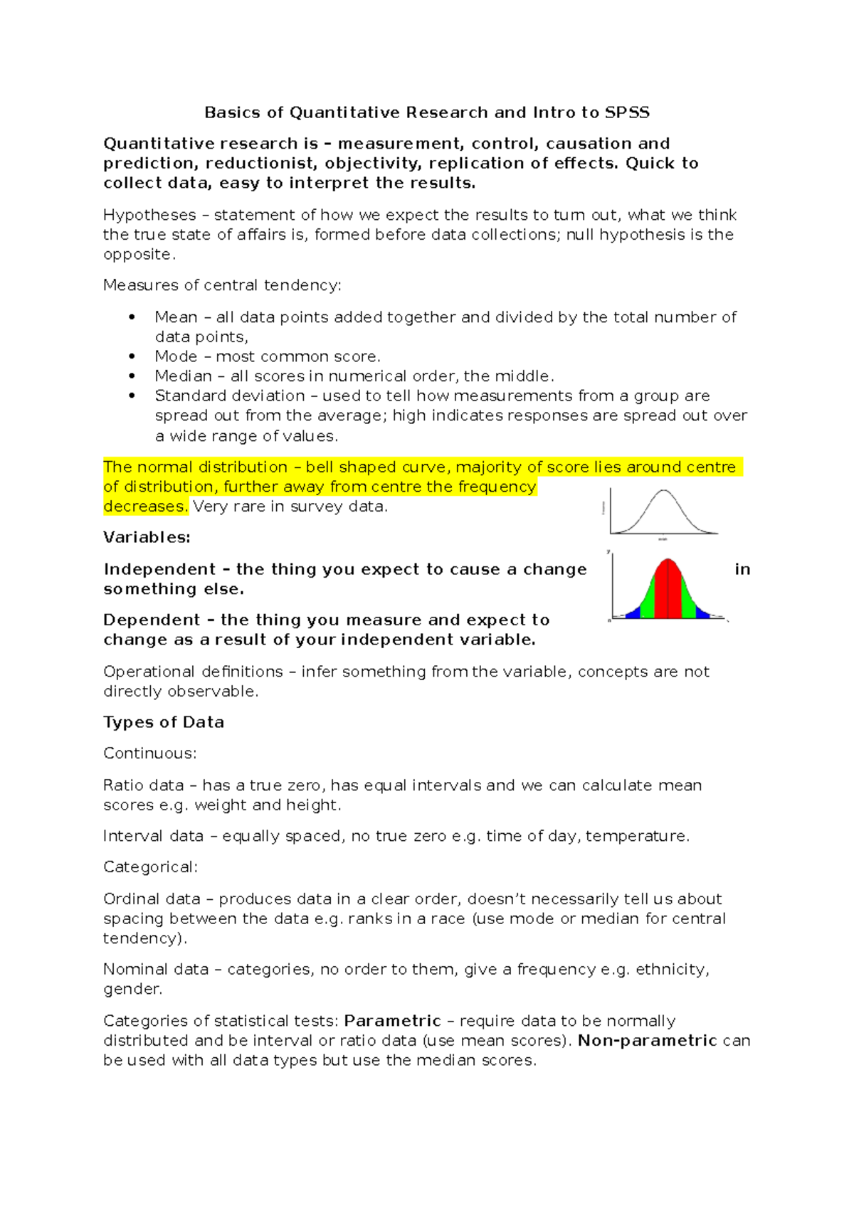 Basics of Quantitative Research and Intro to SPSS - Basics of ...