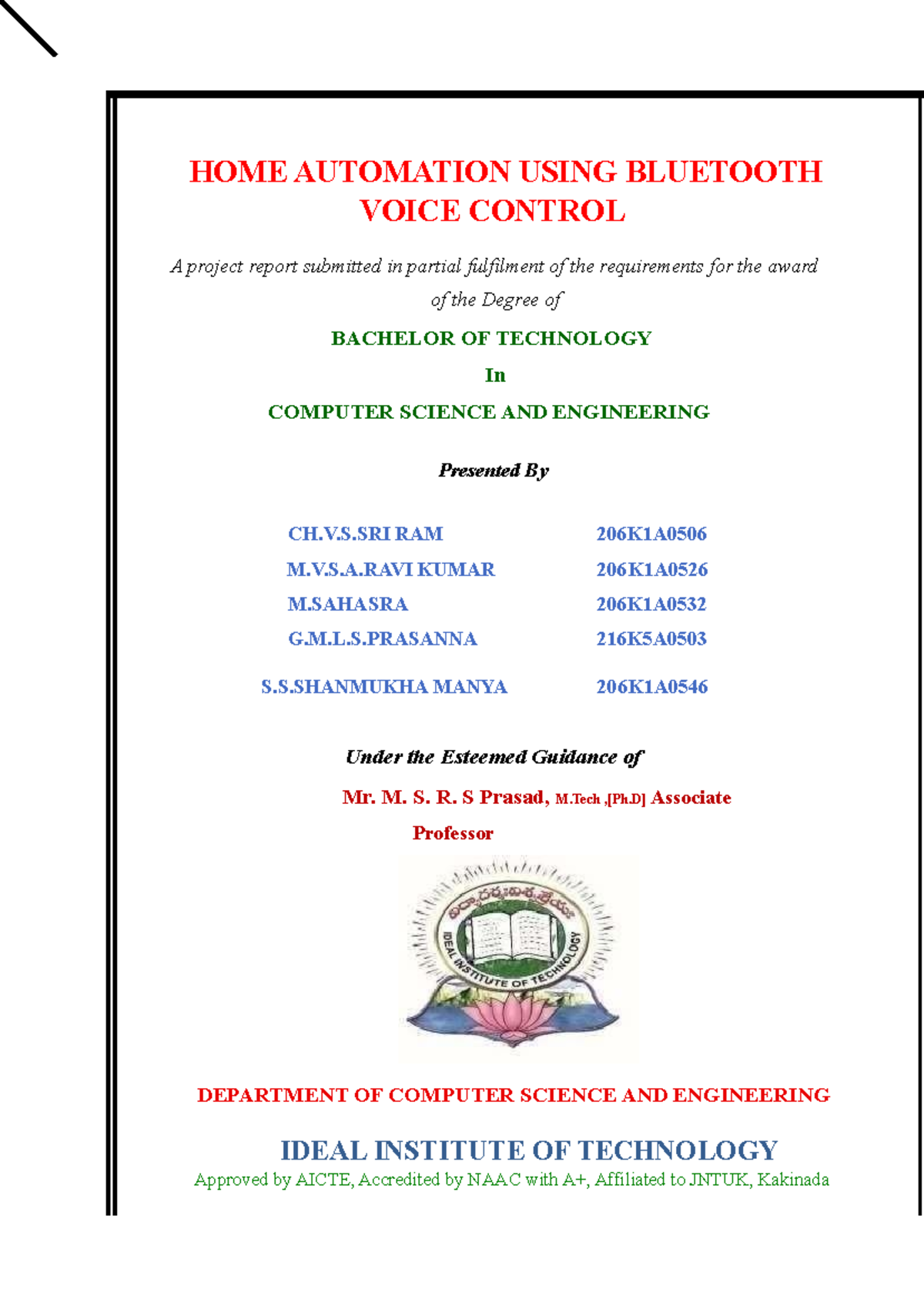 HOME Automation Using Bluetooth Voice Control - HOME AUTOMATION USING ...