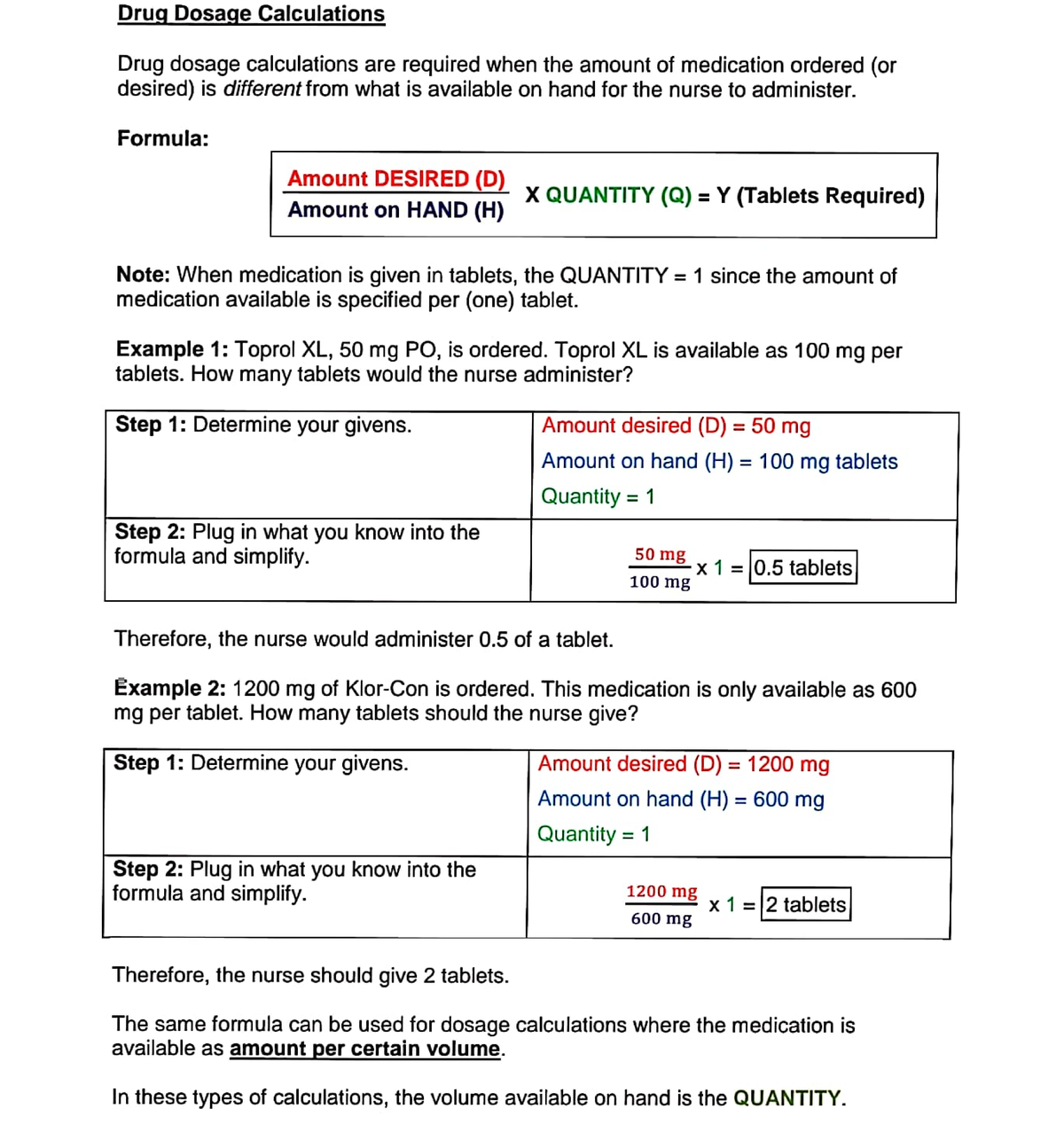 Drug dosage and Iv rates calculation - Nursing - KUHS - Studocu