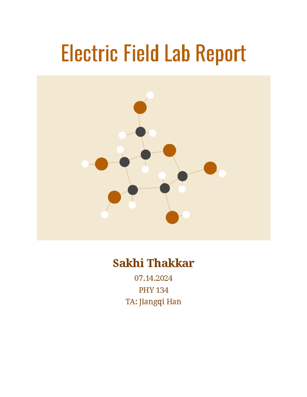 1. Electric Field - lab - Electric Field Lab Report Sakhi Thakkar 07 ...