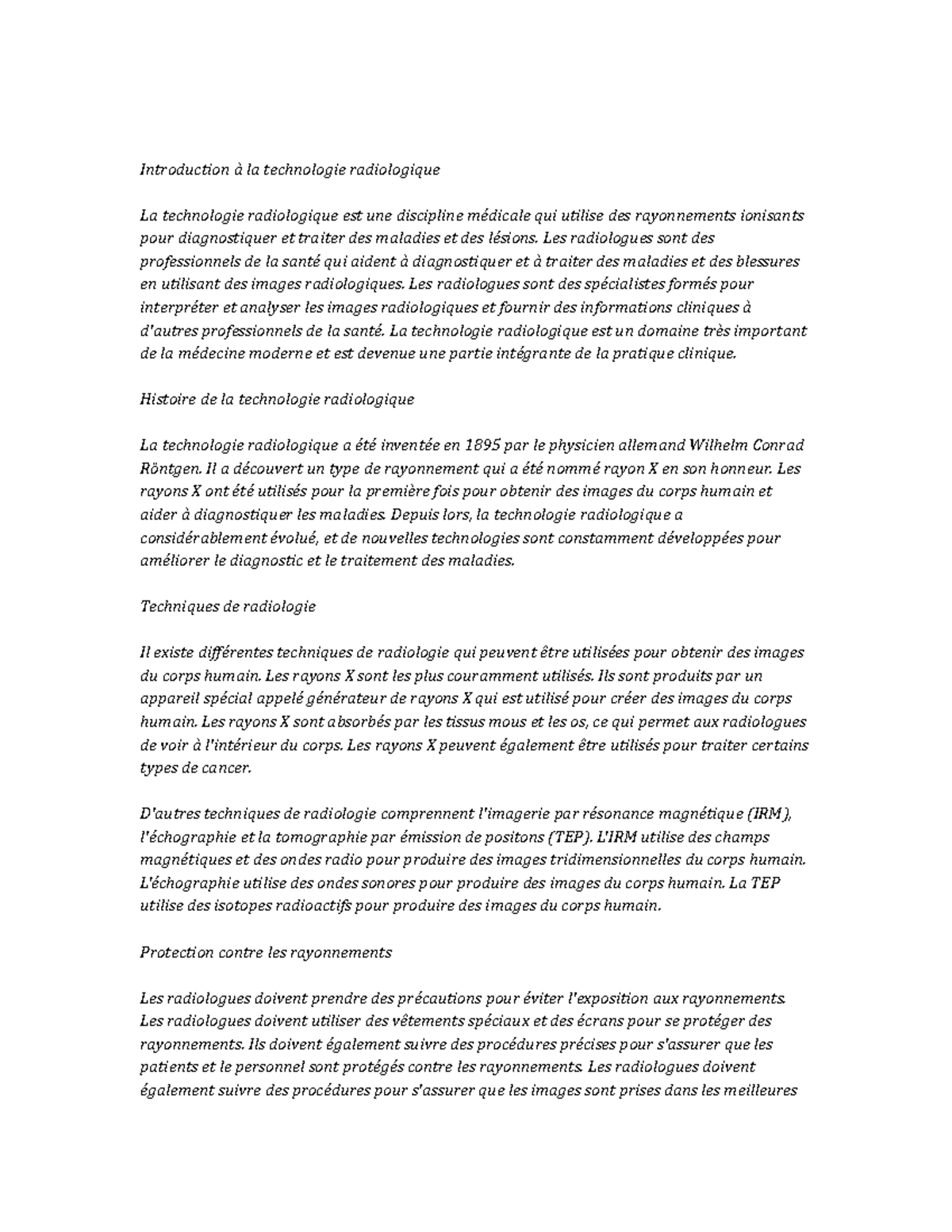 Radiologic Technology Study Notes - Introduction à la technologie ...