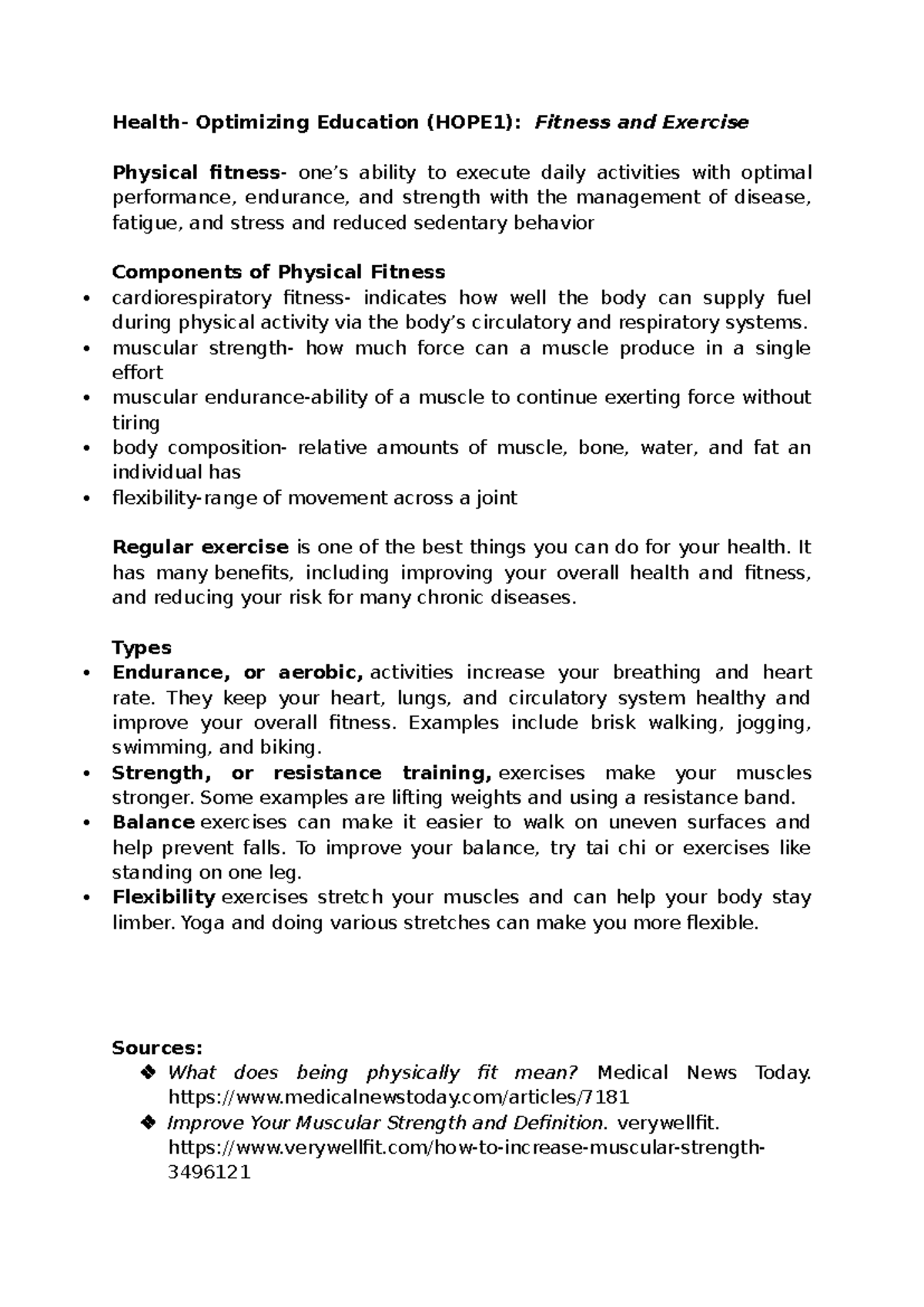 HOPE1 Fitness-and-Exercise - Health- Optimizing Education (HOPE1 ...
