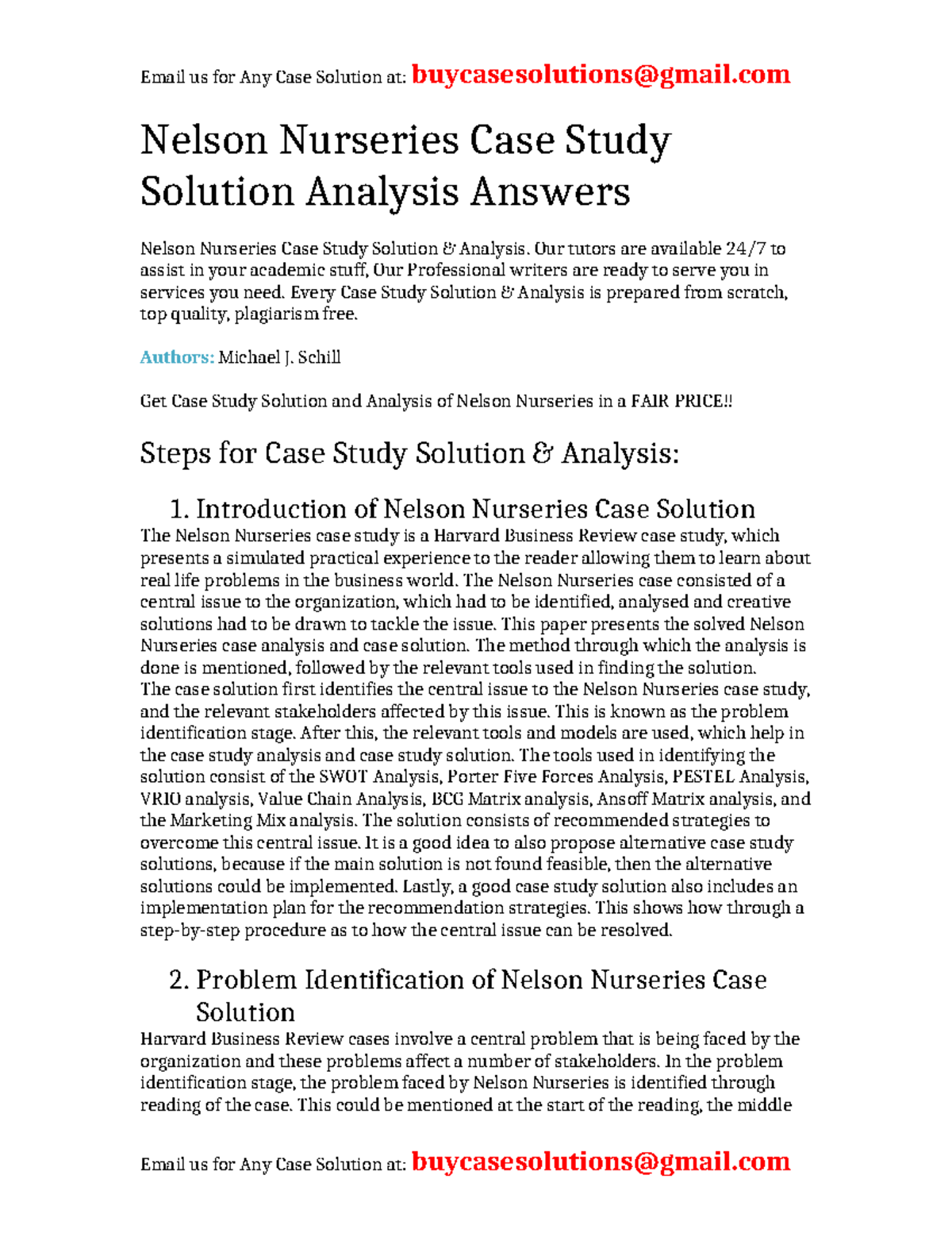 Nelson Nurseries Case Study Solution Analysis - Nelson Nurseries Case Study Solution Analysis ...