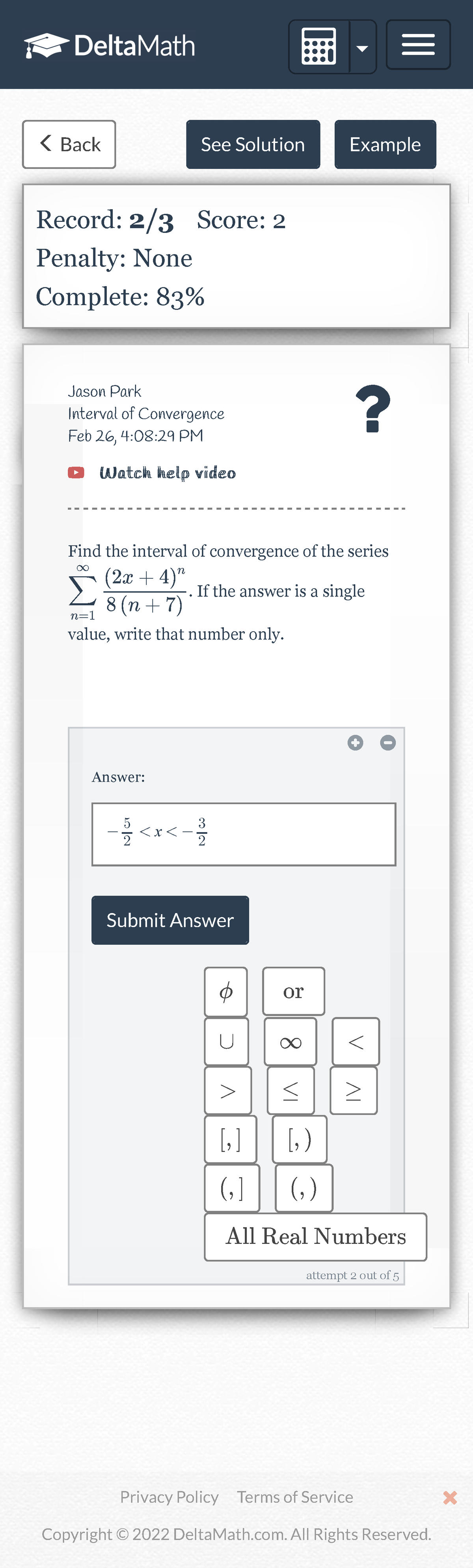 Delta Math 2 - An introduction to stupidity. - ! Back See Solution ...