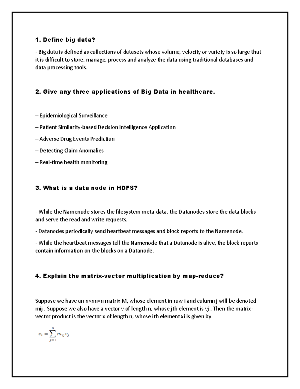 BDA 2m(Model) - wmnwdnlkqwnlkqwn - Define big data? Big data is defined ...