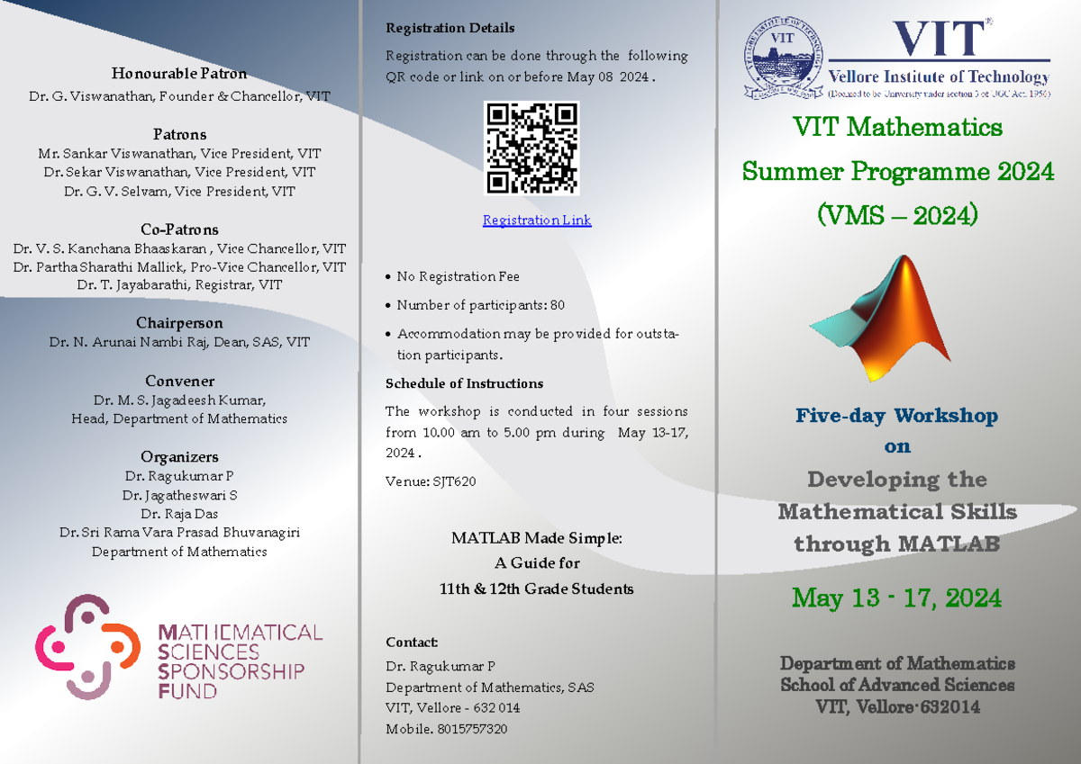 VMS-2024 Brochure - Five-day Workshop on Developing the Mathematical ...