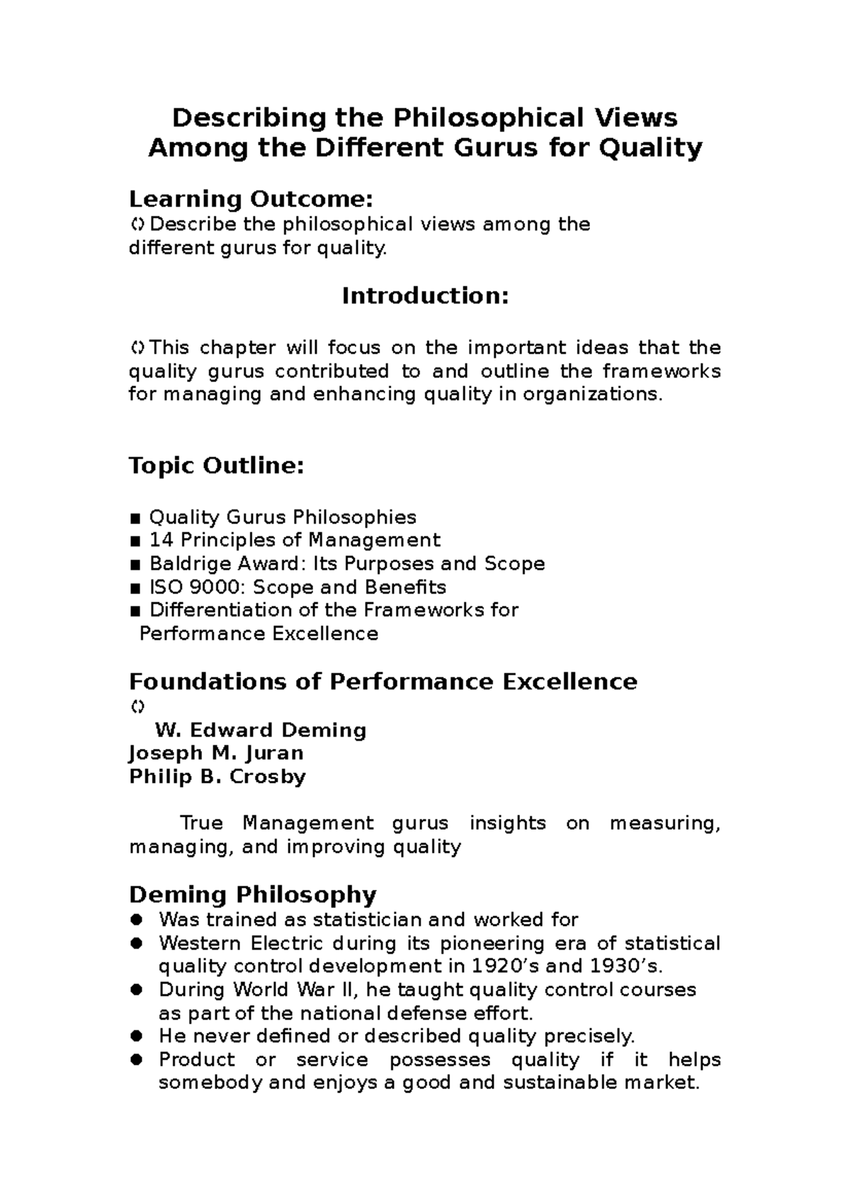 Describing the Philosophical Views - Introduction: This chapter will ...