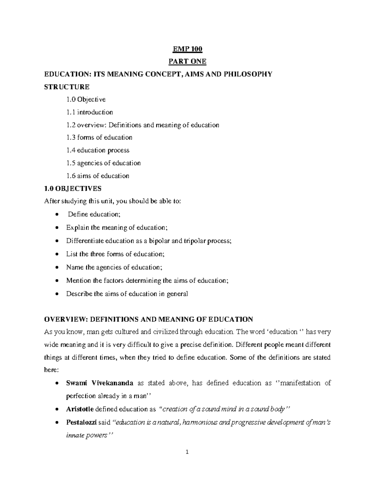 EMP 100 Principles OF Teaching AND Learning 2020 edited - EMP 100 PART ...