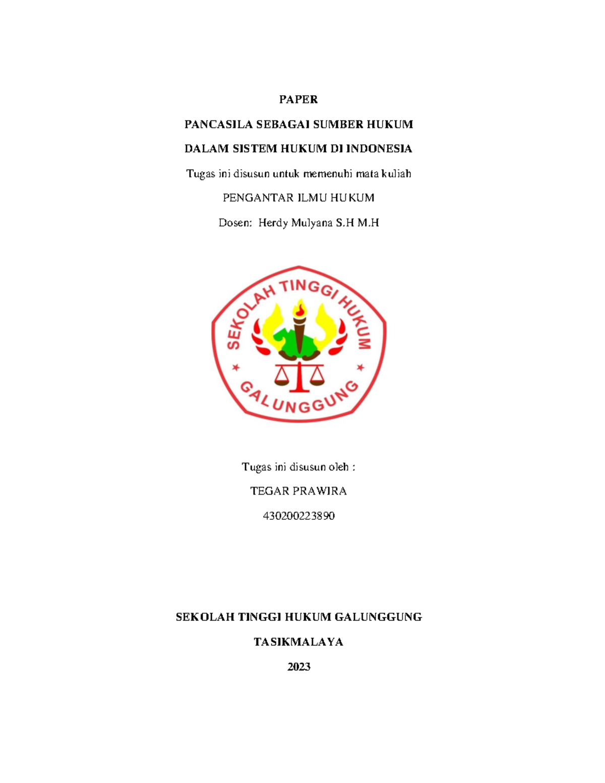 Makalah Pancasila Sebagai Sumber dari Berbagai Hukum di Indonesia- Full ...