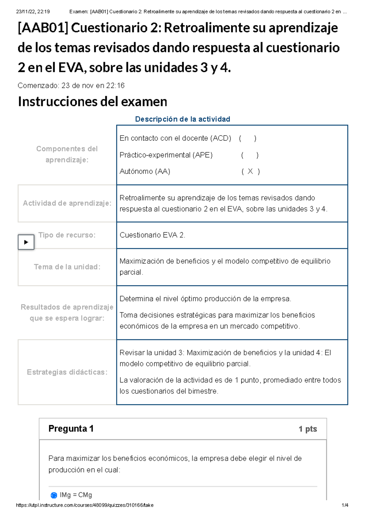 Examen [AAB01] Cuestionario 2 Retroalimente su aprendizaje de los temas revisados dando ...