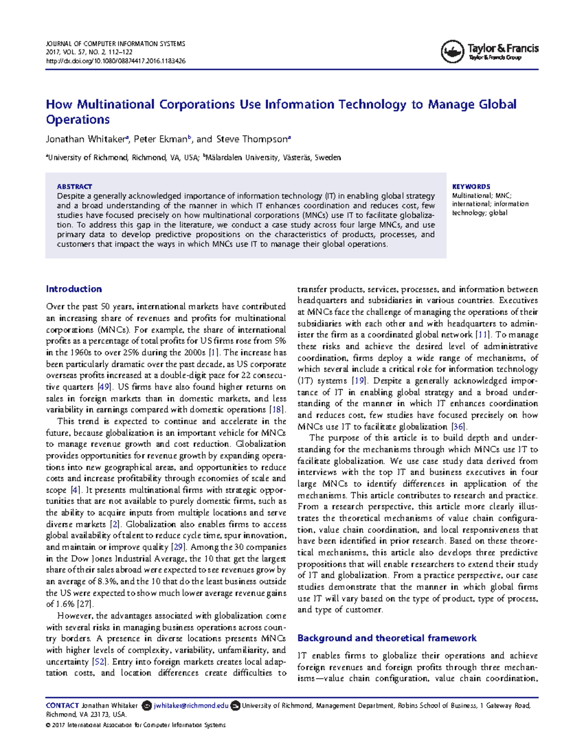 12 How Multinational Corporations Use Information Technology to Manage ...