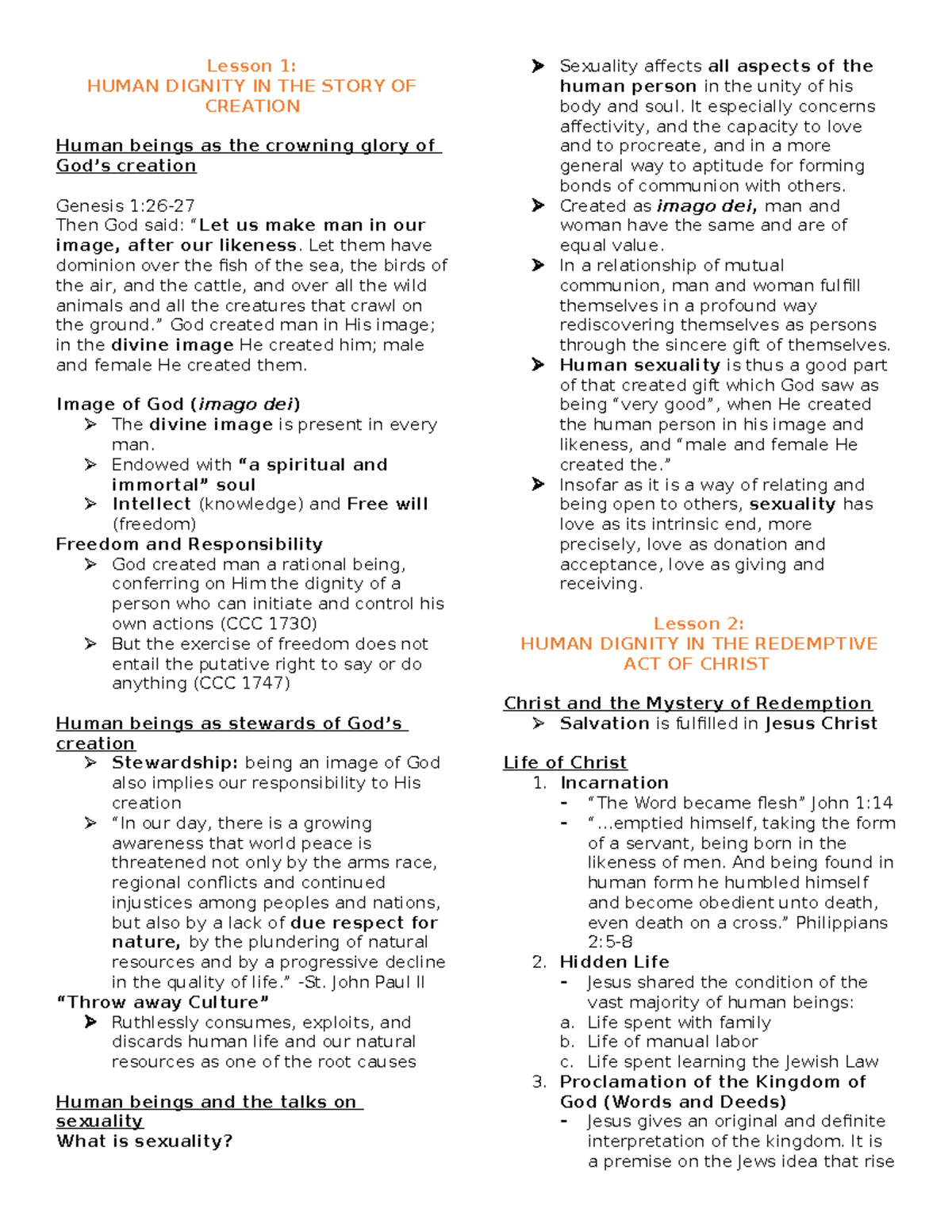 Theology Prelims Reviewer Lesson 1 HUMAN DIGNITY IN THE STORY OF theology-prelims-reviewer-lesson-1-human-dignity-in-the-story-of