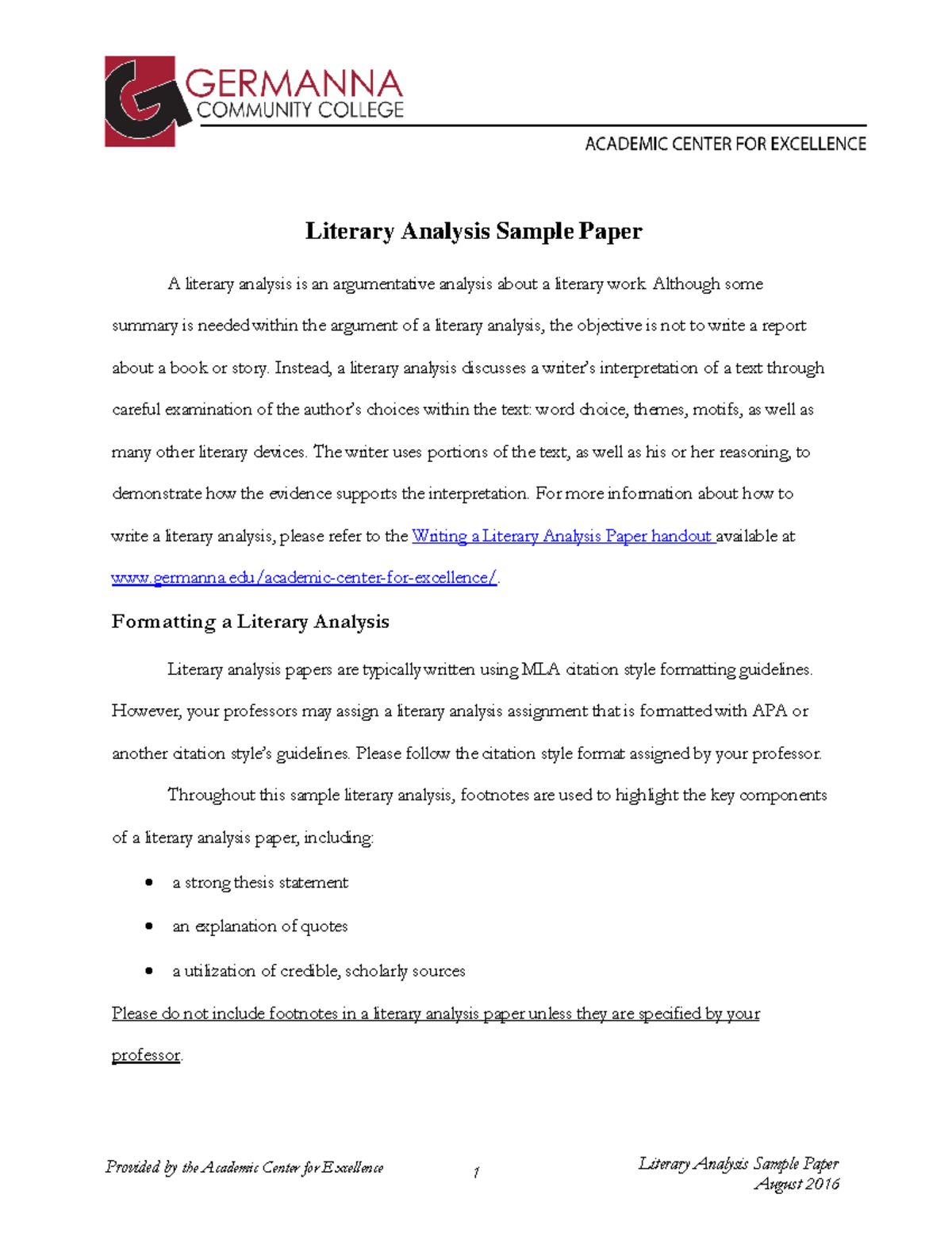 Literary Analysis Sample Paper - Bachelor of Elementary Education - PUP ...