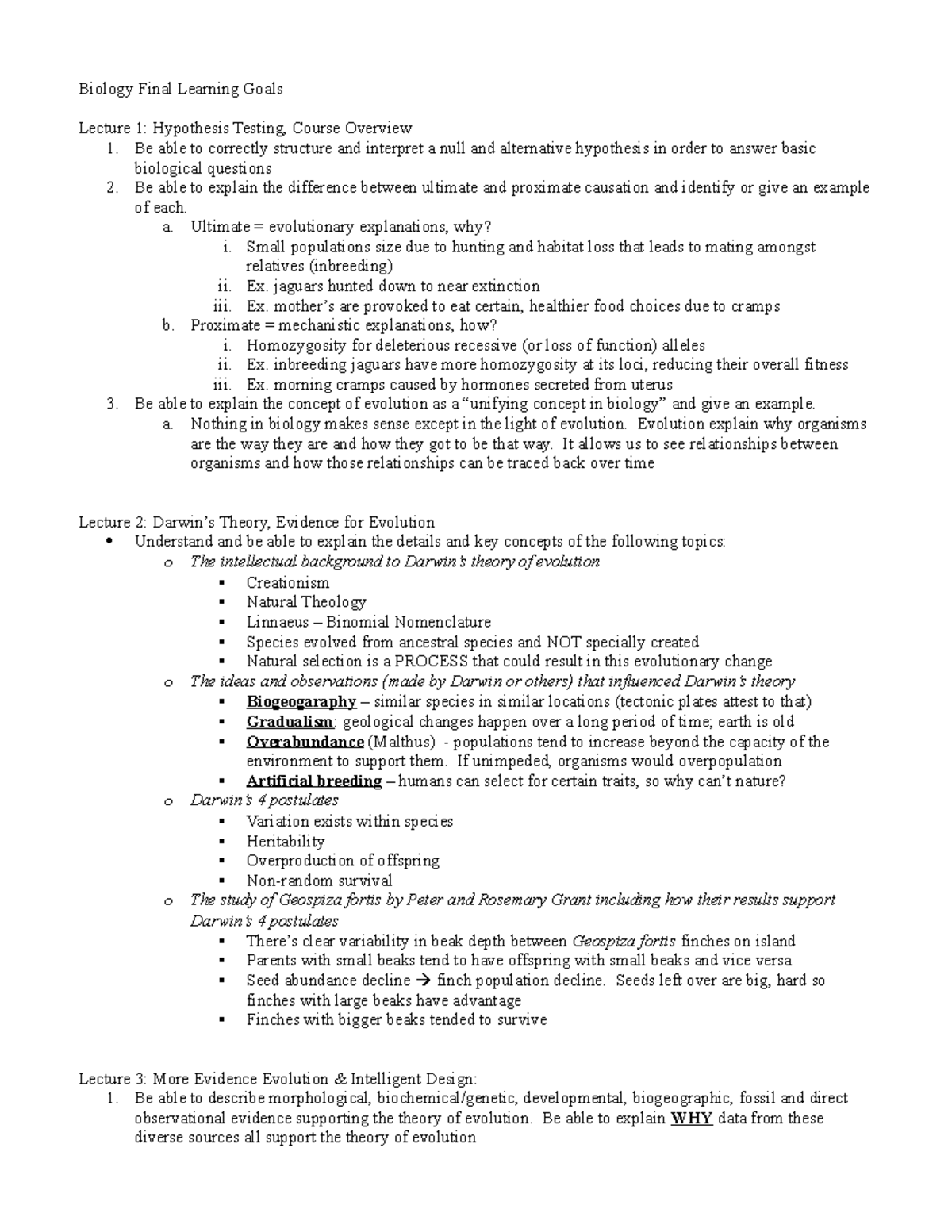 Biology Final Learning Goals Notes - Biology Final Learning Goals ...