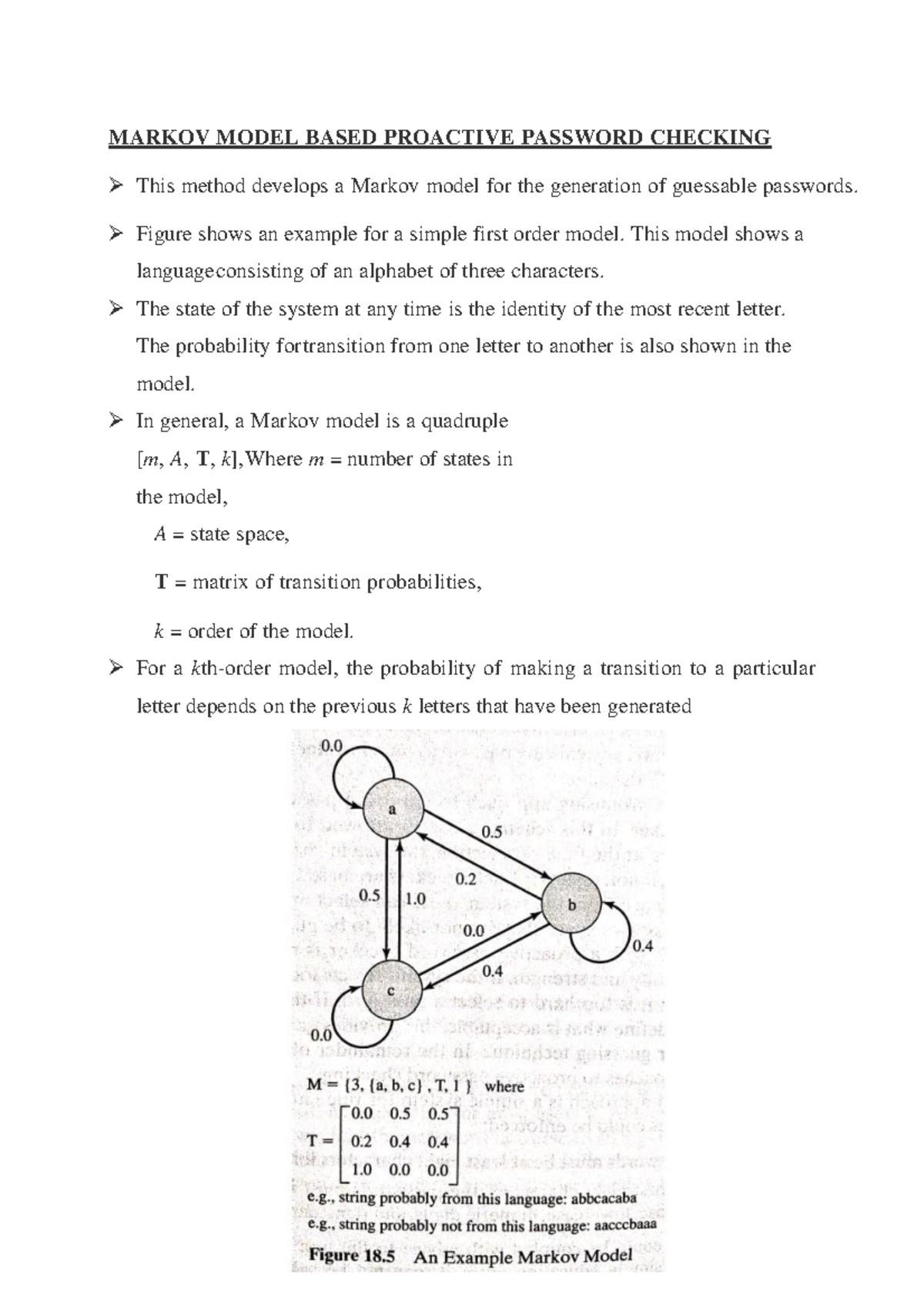 Markov Model Based Proactive Password Checking - MARKOV MODEL BASED ...