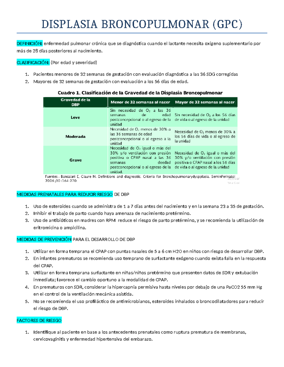 Displasia Broncopulmonar - DISPLASIA BRONCOPULMONAR (GPC) DEFINICIÓN ...