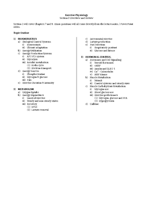 Section 3 Overview - Exercise Physiology Section 3 Substrate Deliver and Waste Removal Section 3 ...